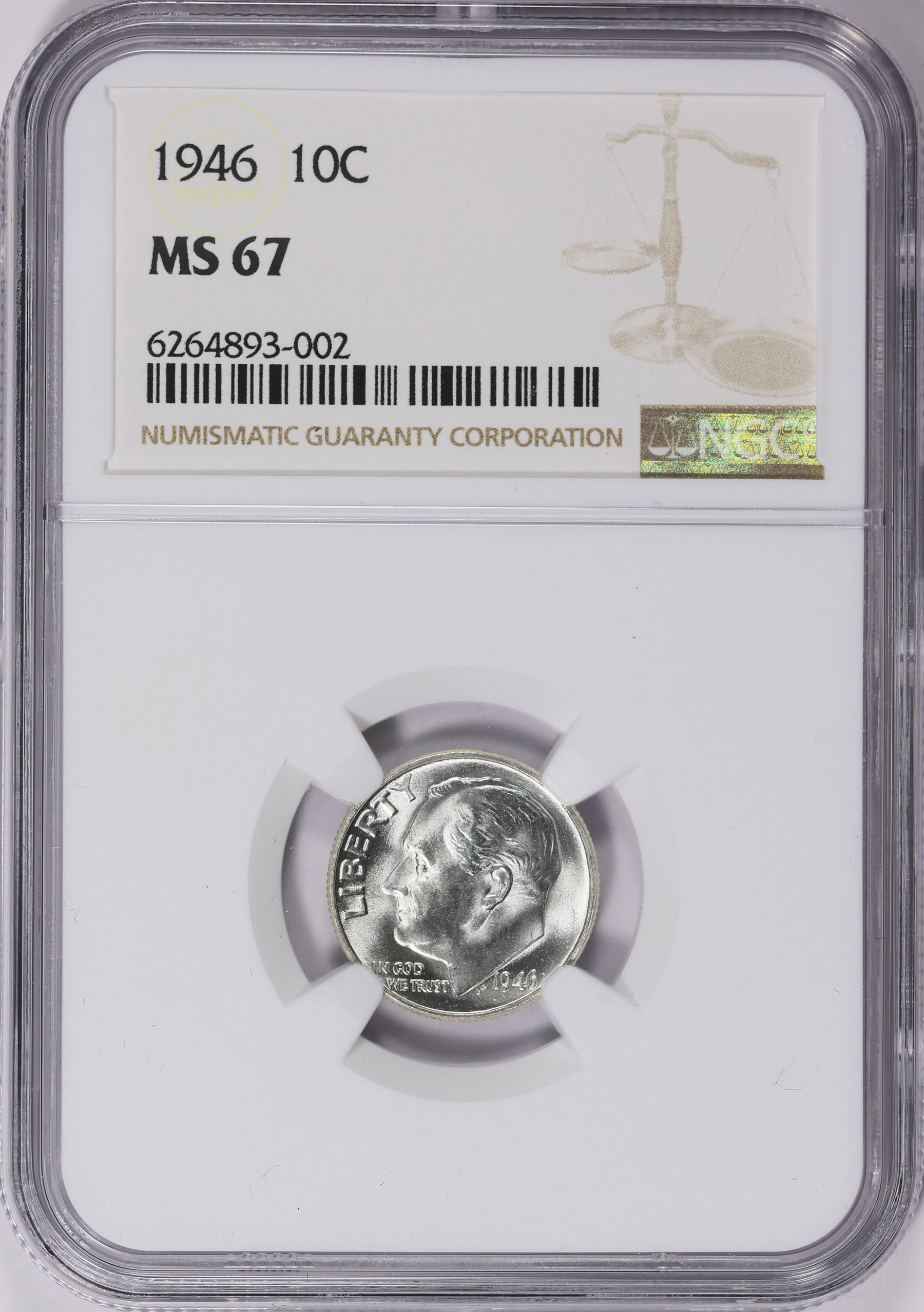 1946 Roosevelt Dime NGC MS-67 (Item 1657382) | GreatCollections Coin ...