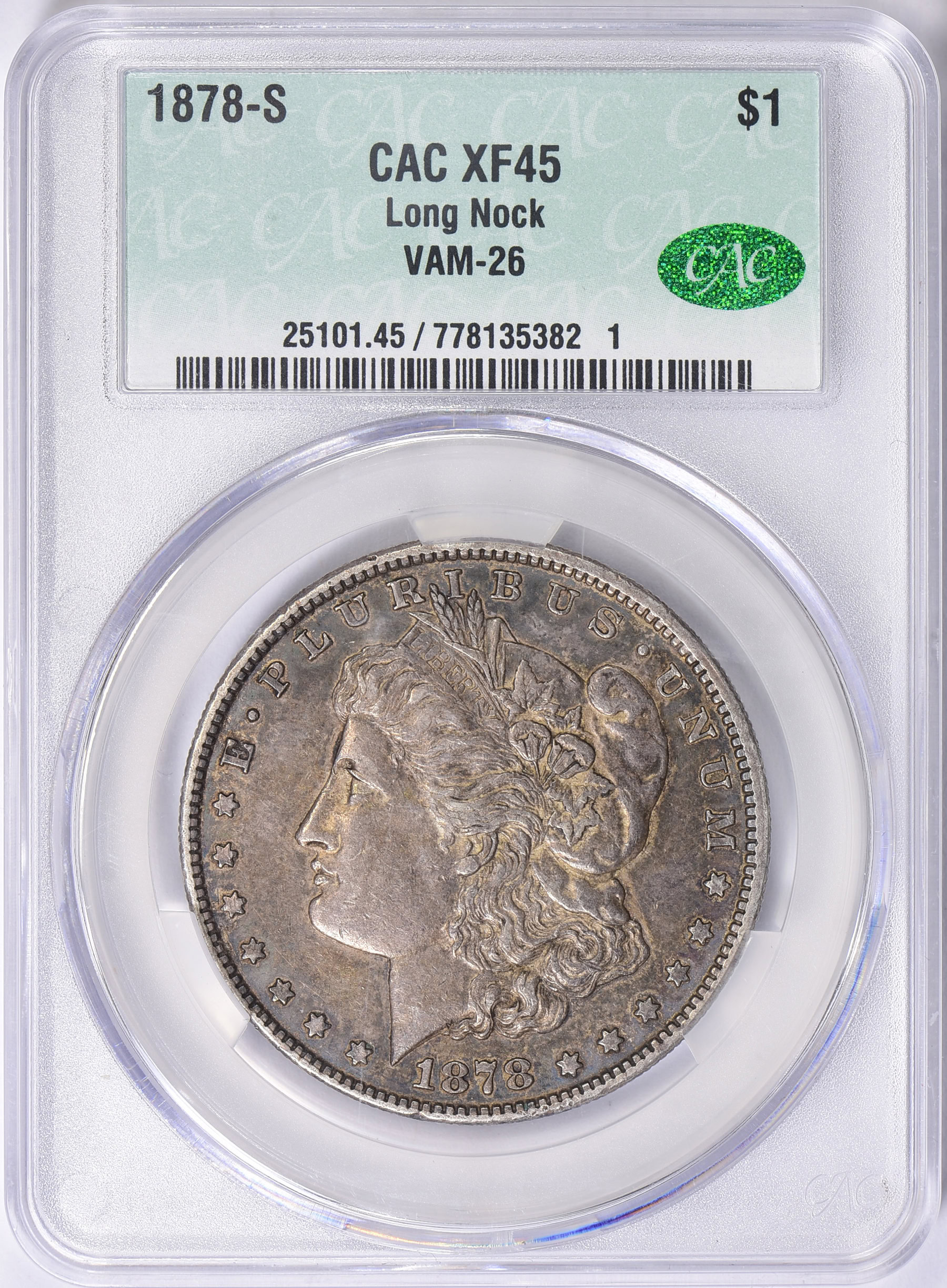 1878-S Morgan Silver Dollar Long Nock VAM-26 CACG XF-45 (Item 1657466 ...
