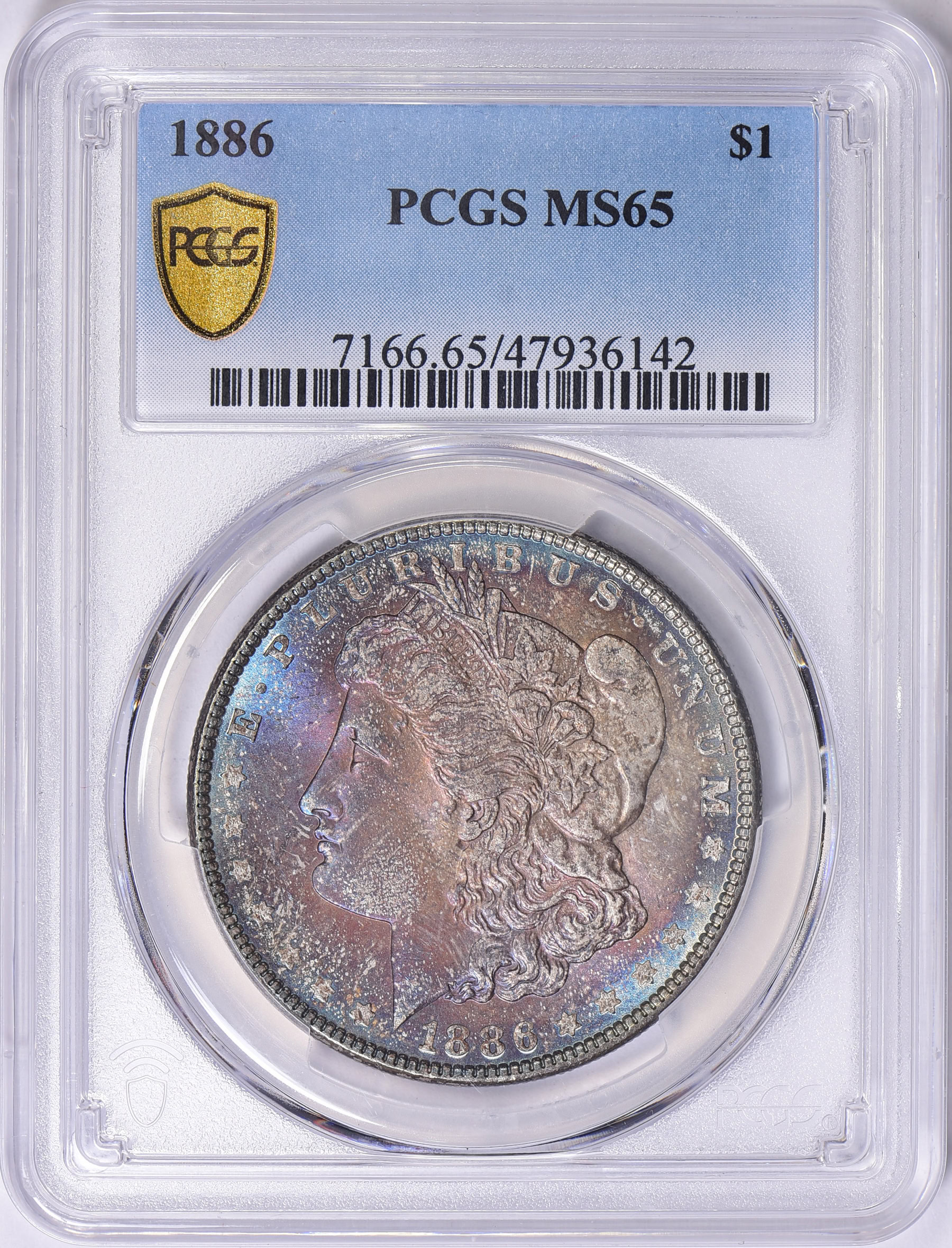 1886 Morgan Silver Dollar PCGS MS-65 (Toned) (Item 1657489) | GreatCollections Coin Auctions
