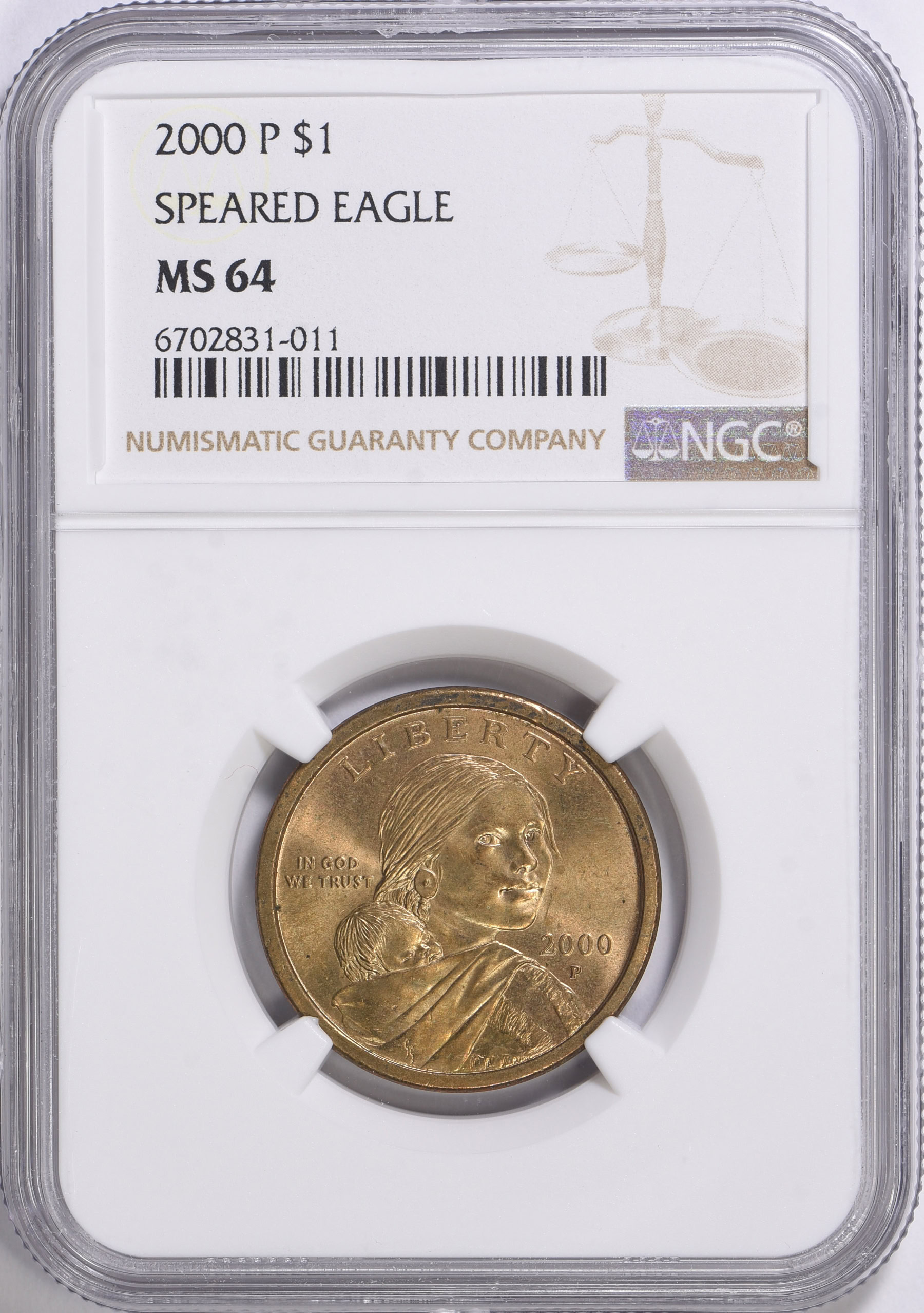 2000-P Sacagawea Dollar Wounded Eagle NGC MS-64 (Item 1657535) | GreatCollections Coin Auctions