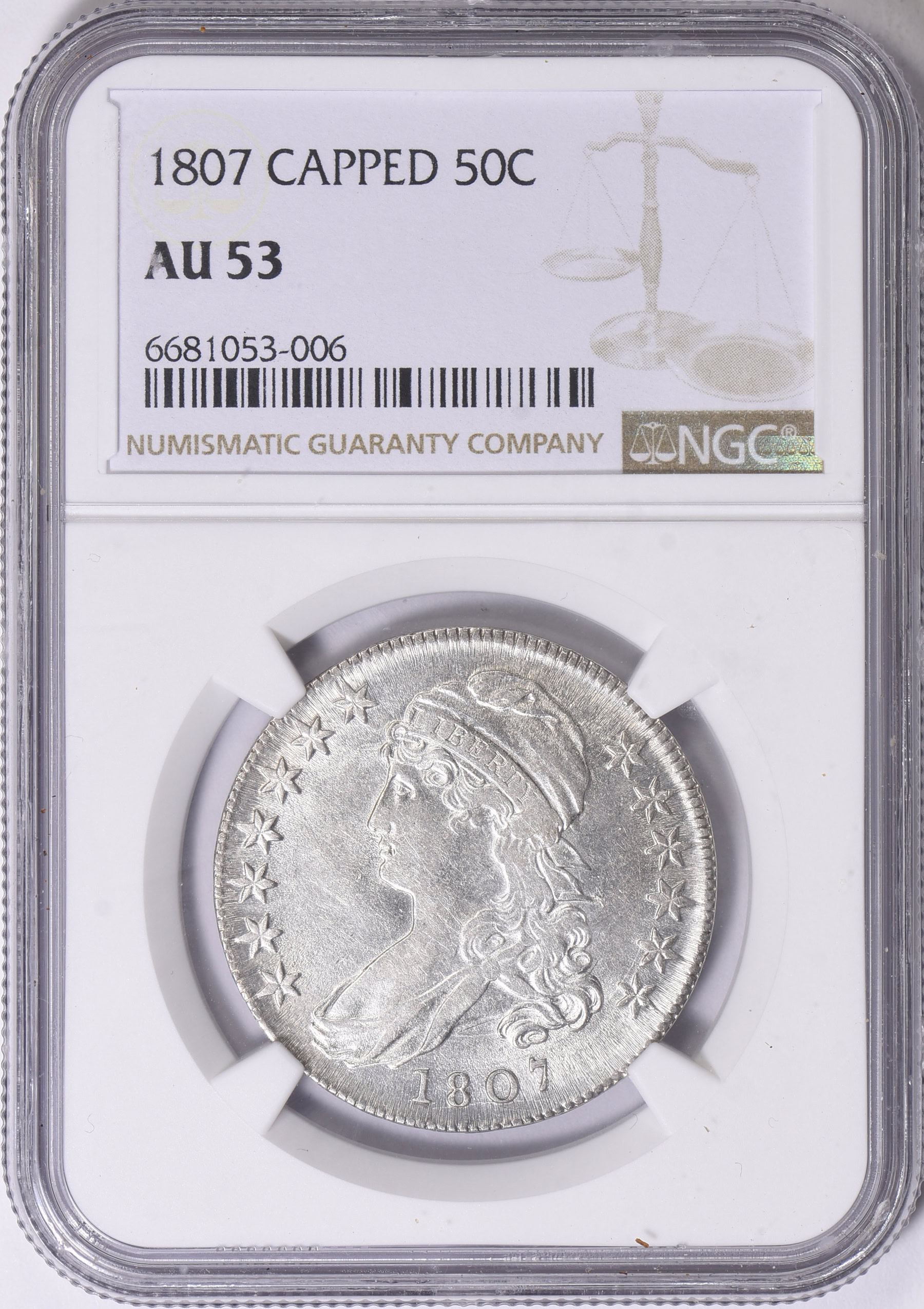 1807 Capped Bust Half Dollar NGC AU-53 (Item 1657781) | GreatCollections Coin Auctions