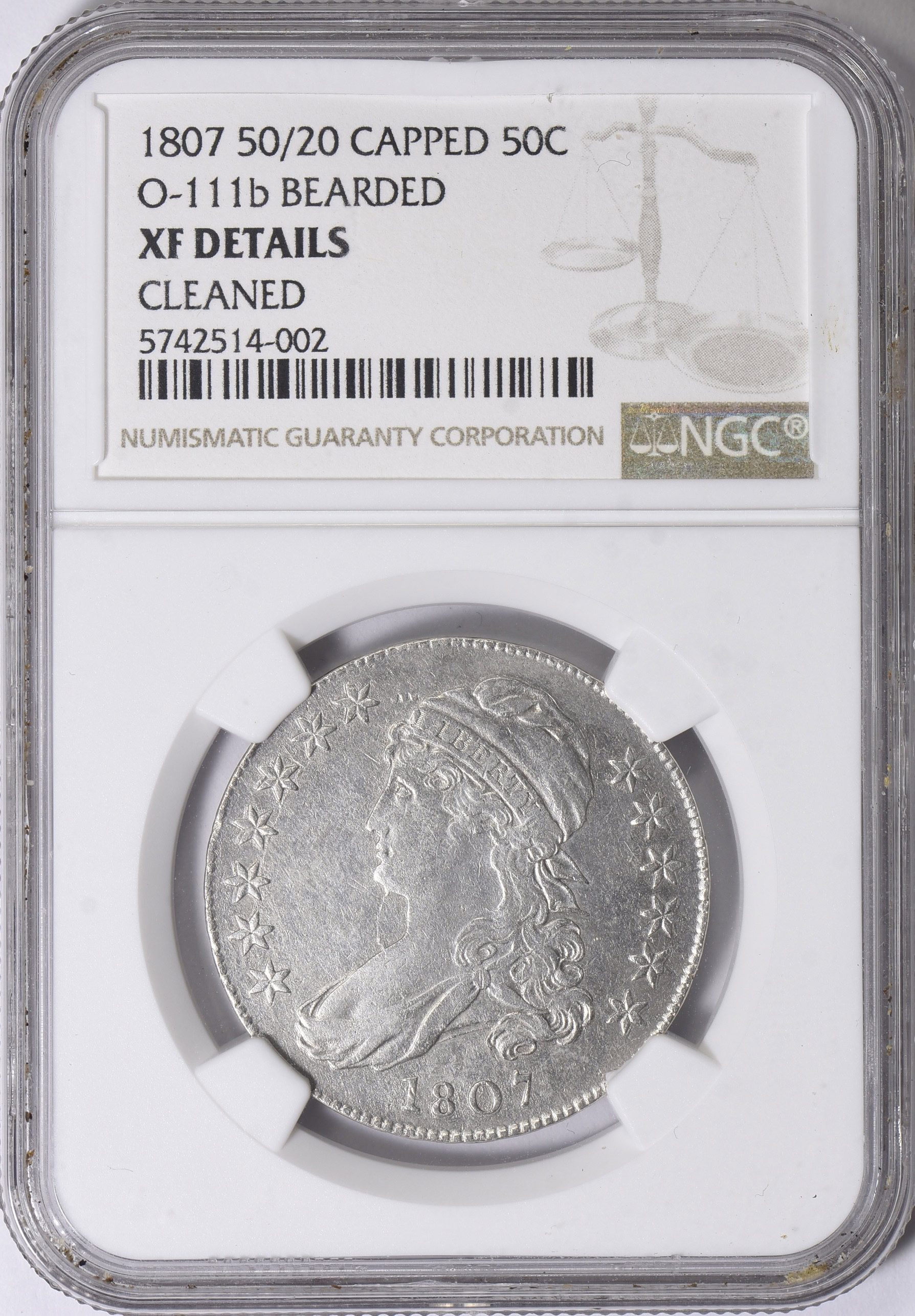 1807 Capped Bust Half Dollar Bearded Goddess 50/20 Overton 111b NGC XF Details (Item 1657791 ...