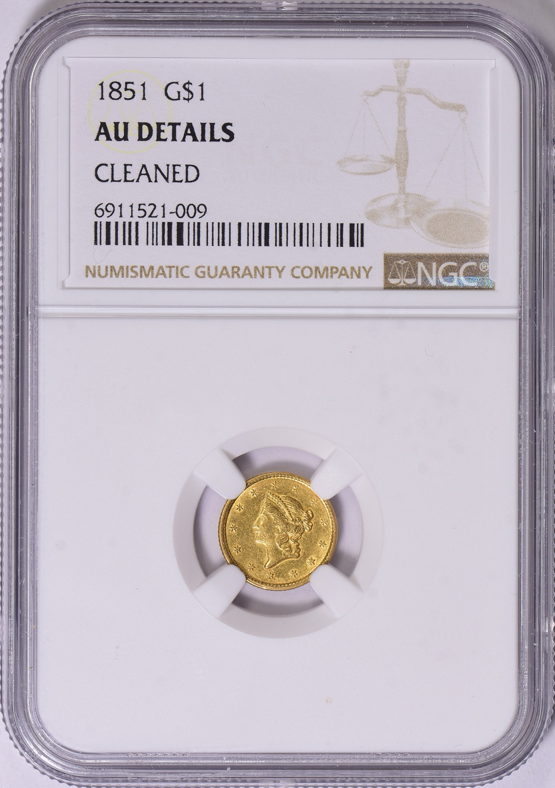 1851 Liberty Gold Dollar NGC AU Details (Item 1657826) | GreatCollections Coin Auctions