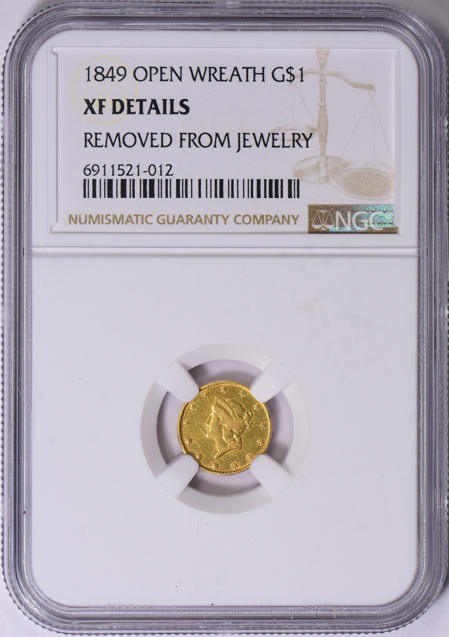 1849 Liberty Gold Dollar Open Wreath NGC XF Details (Item 1657829 ...