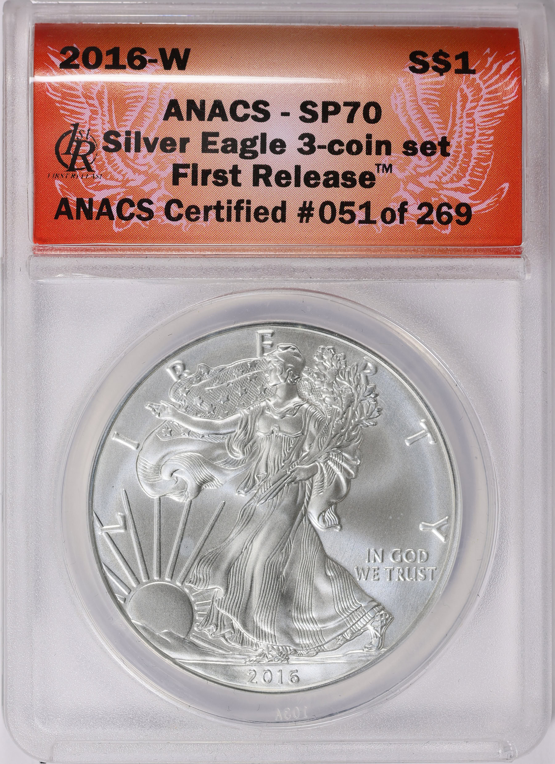 2016-W $1 Silver Eagle Lettered Edge First Release ANACS SP-70 (Item 1657988) | GreatCollections ...