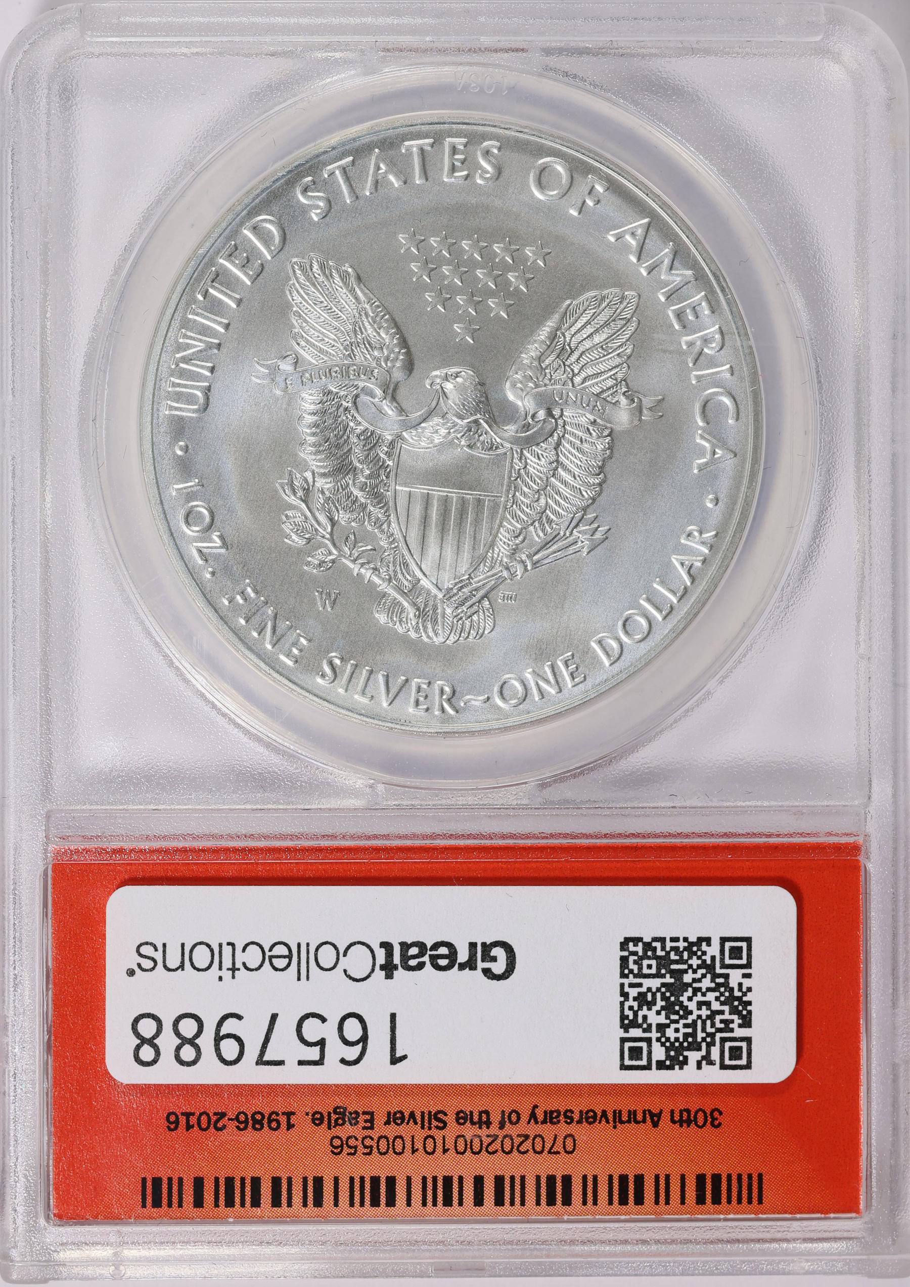 2016-W $1 Silver Eagle Lettered Edge First Release ANACS SP-70 (Item ...
