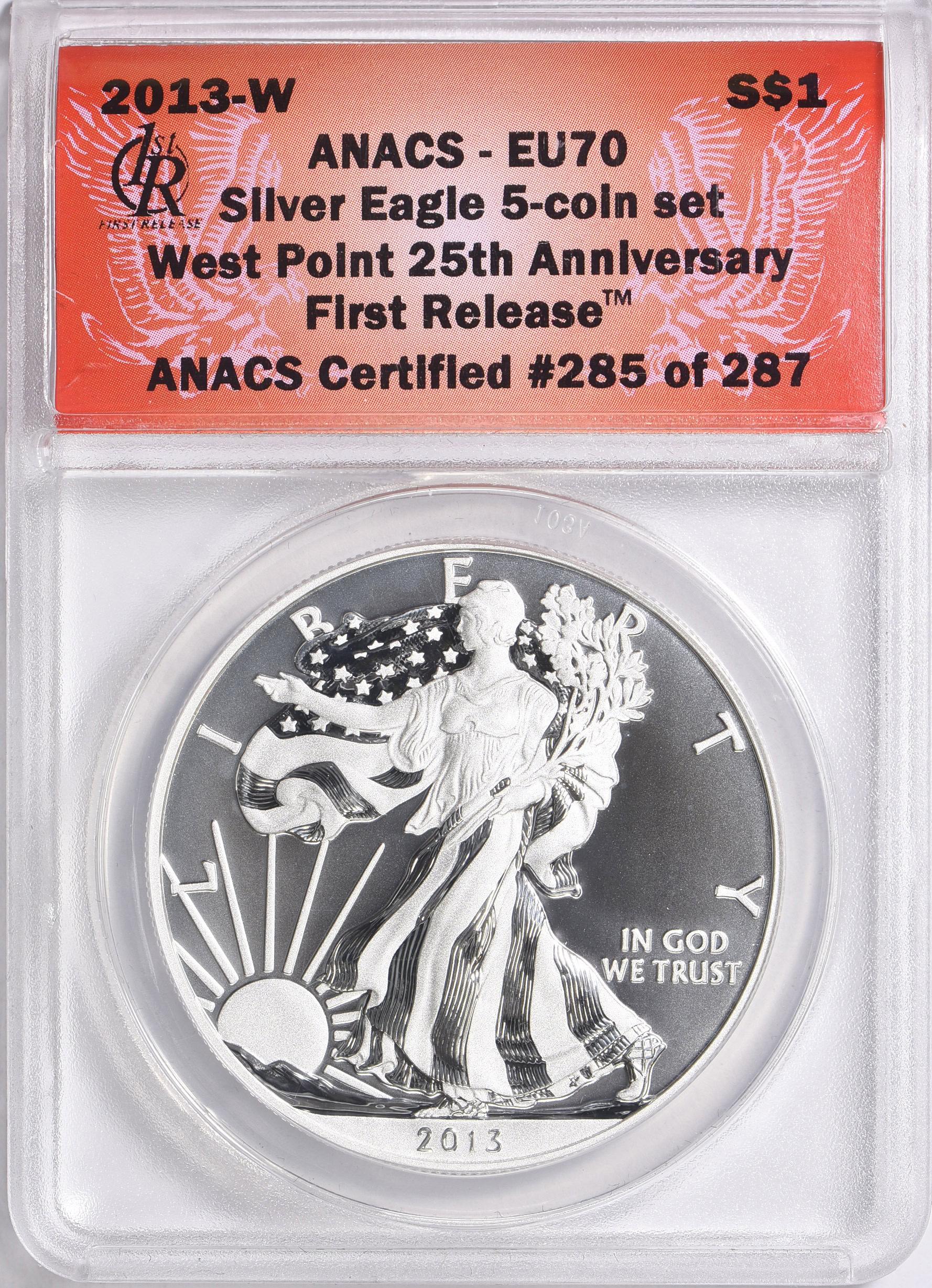 2013-W $1 Silver Eagle First Release - Enhanced Finish ANACS MS-70 ...
