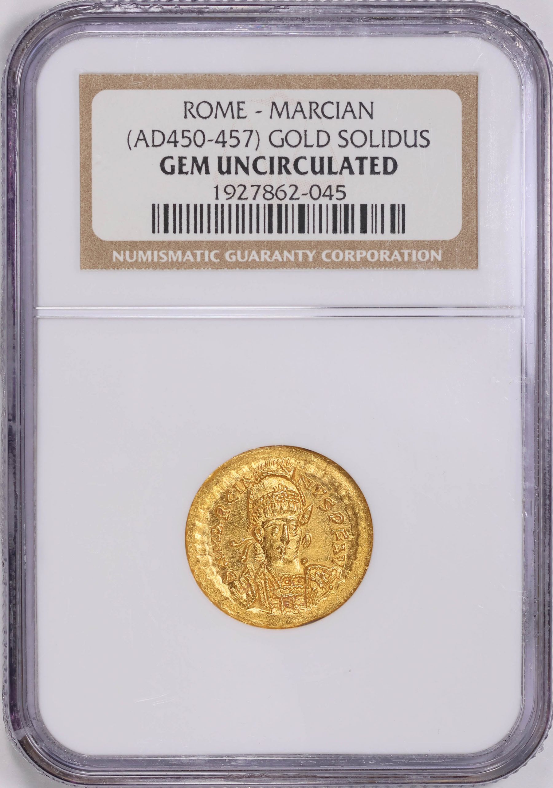 Ancient Roman Empire, Marcian (A.D. 450-457) Gold Solidus ...
