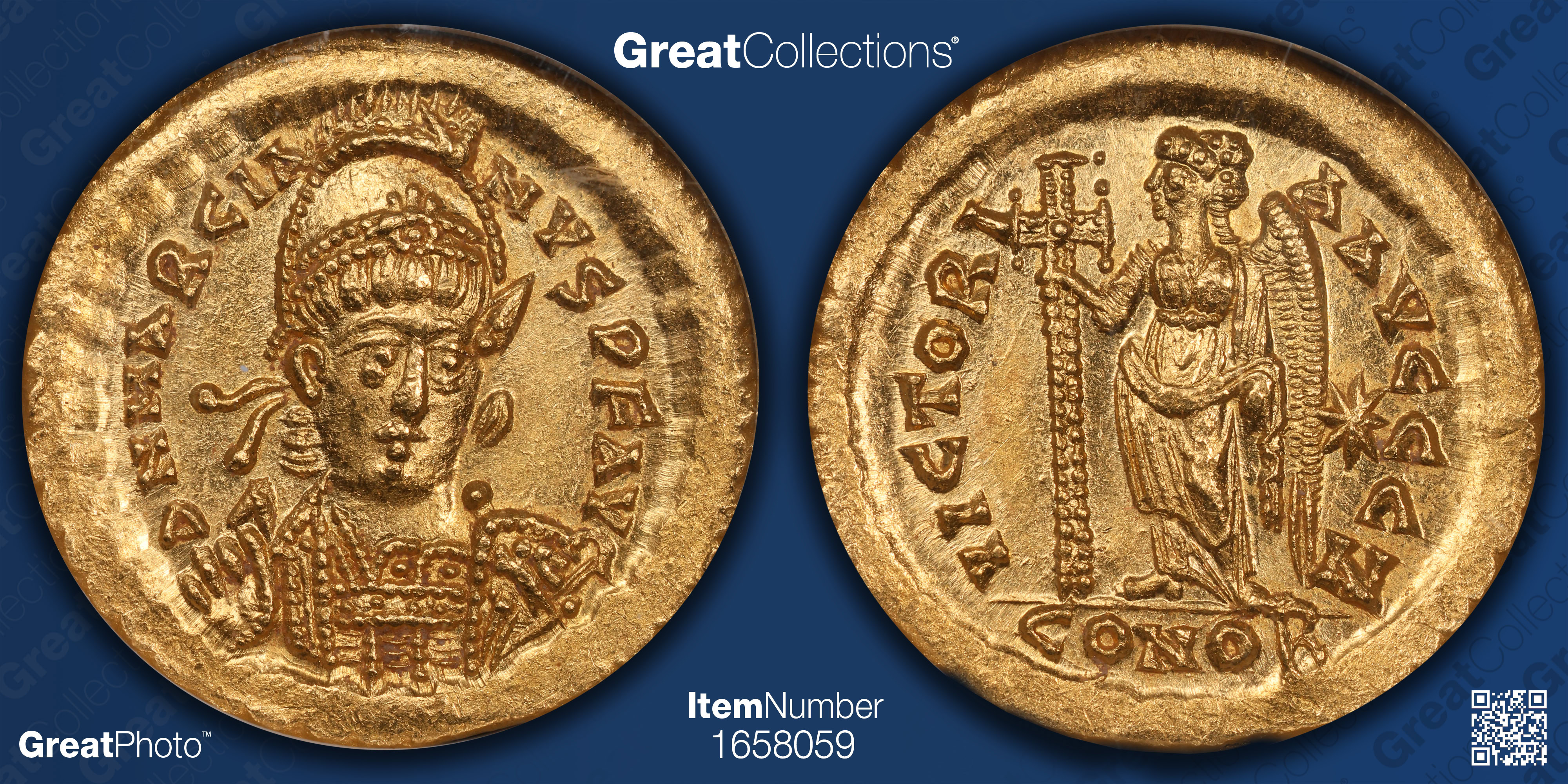 Ancient Roman Empire, Marcian (A.D. 450-457) Gold Solidus ...