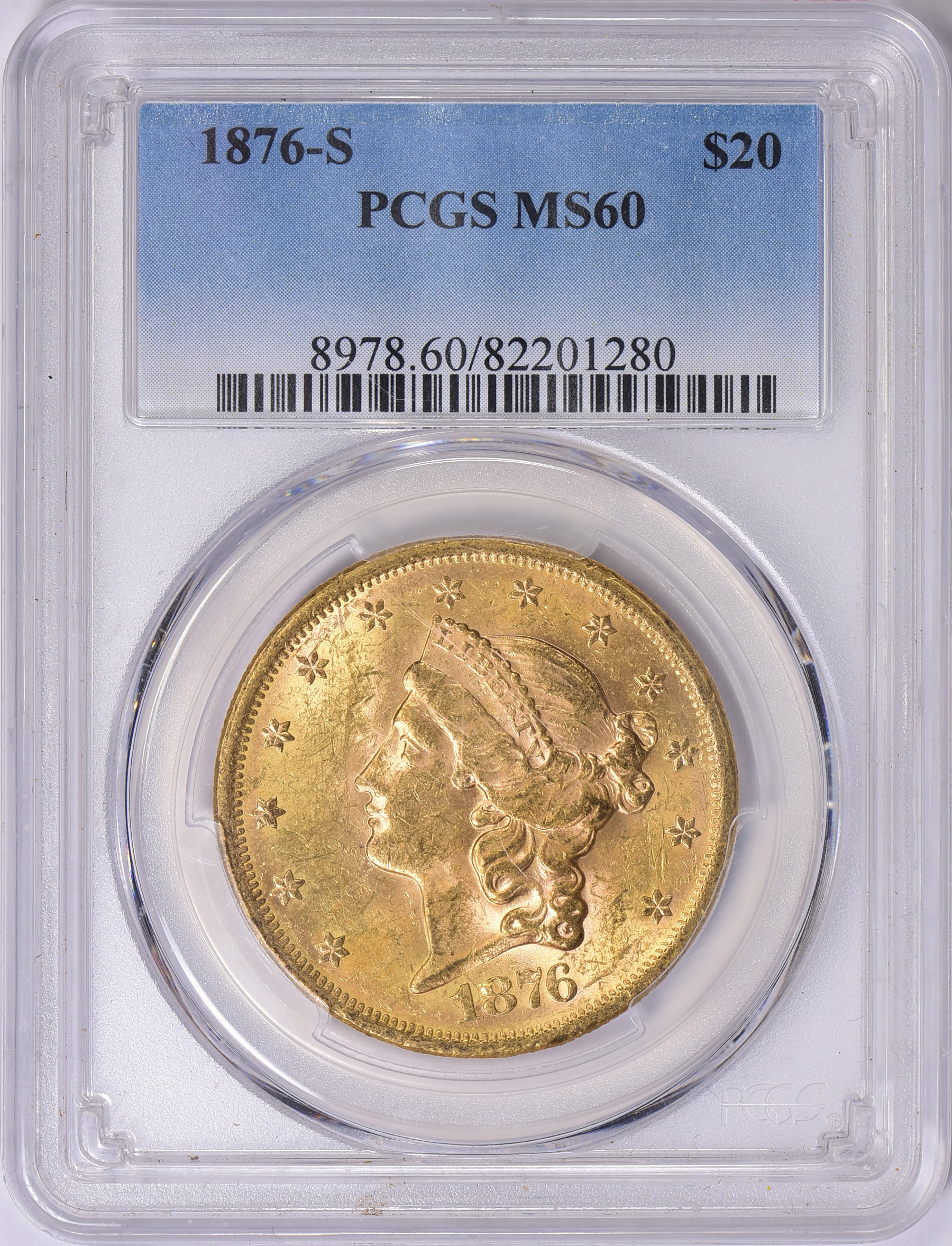 1876-S Liberty Gold Double Eagle PCGS MS-60 (Item 1658126) | GreatCollections Coin Auctions
