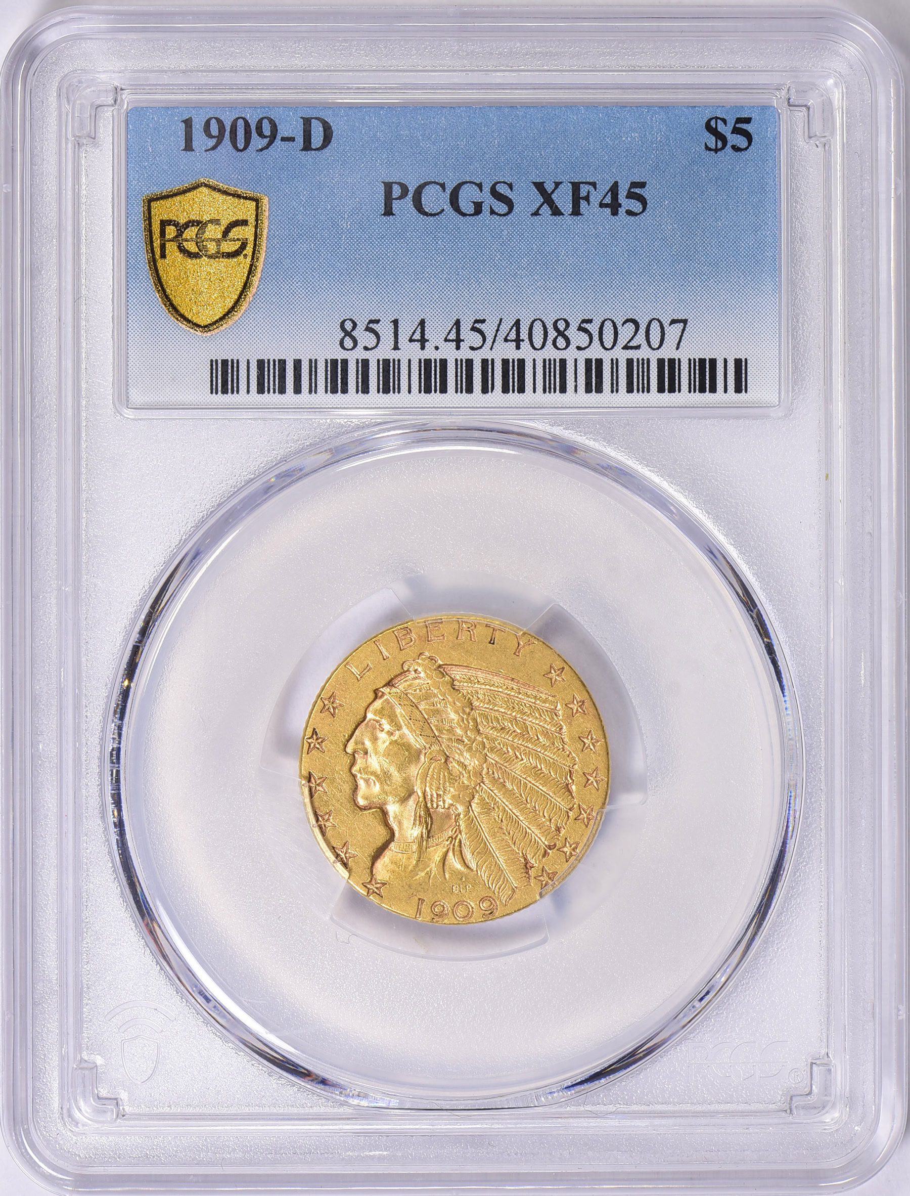 1909-D Indian Gold Half Eagle PCGS XF-45 (Item 1658130) | GreatCollections Coin Auctions