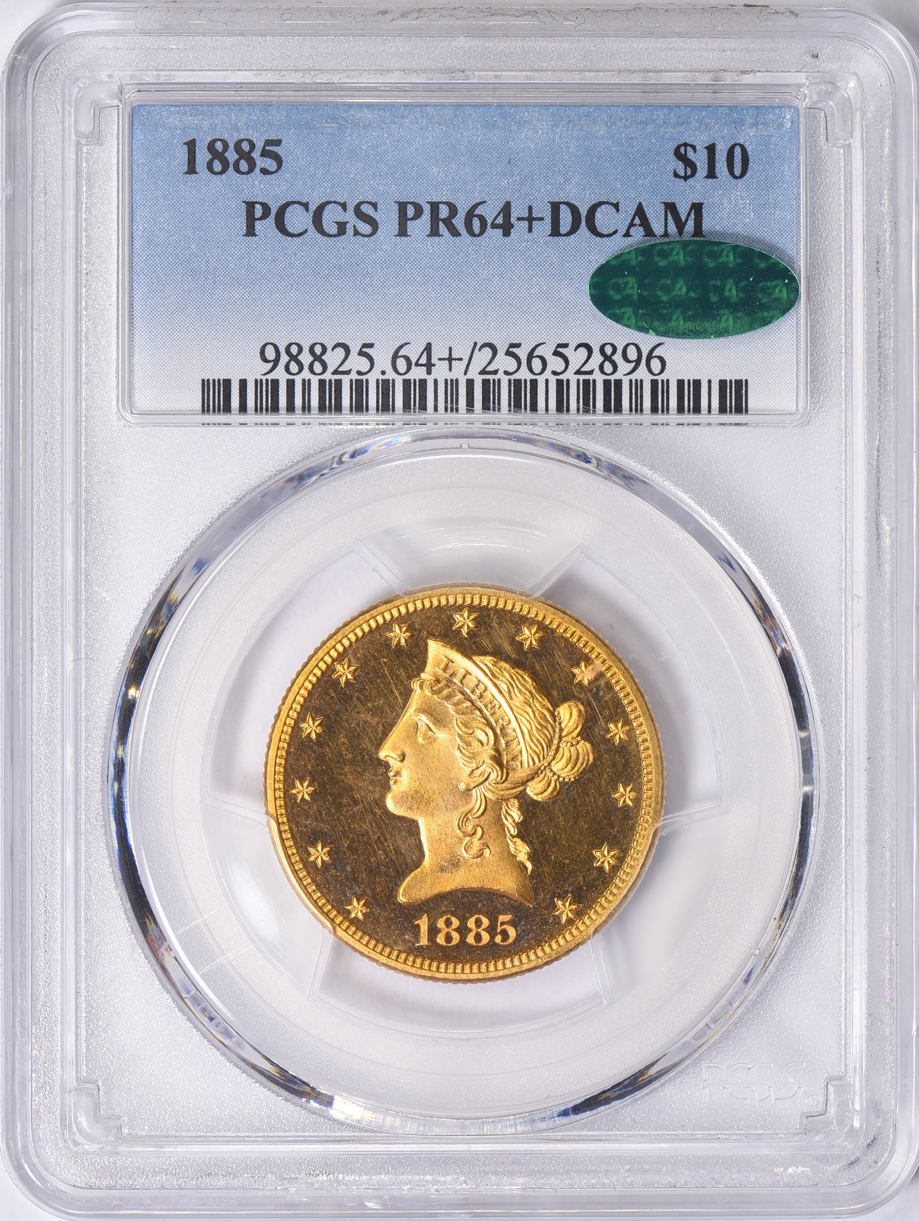 1885 Liberty Gold Eagle PCGS Proof-64+ DCAM (CAC Green) (Item 1658211) | GreatCollections Coin ...
