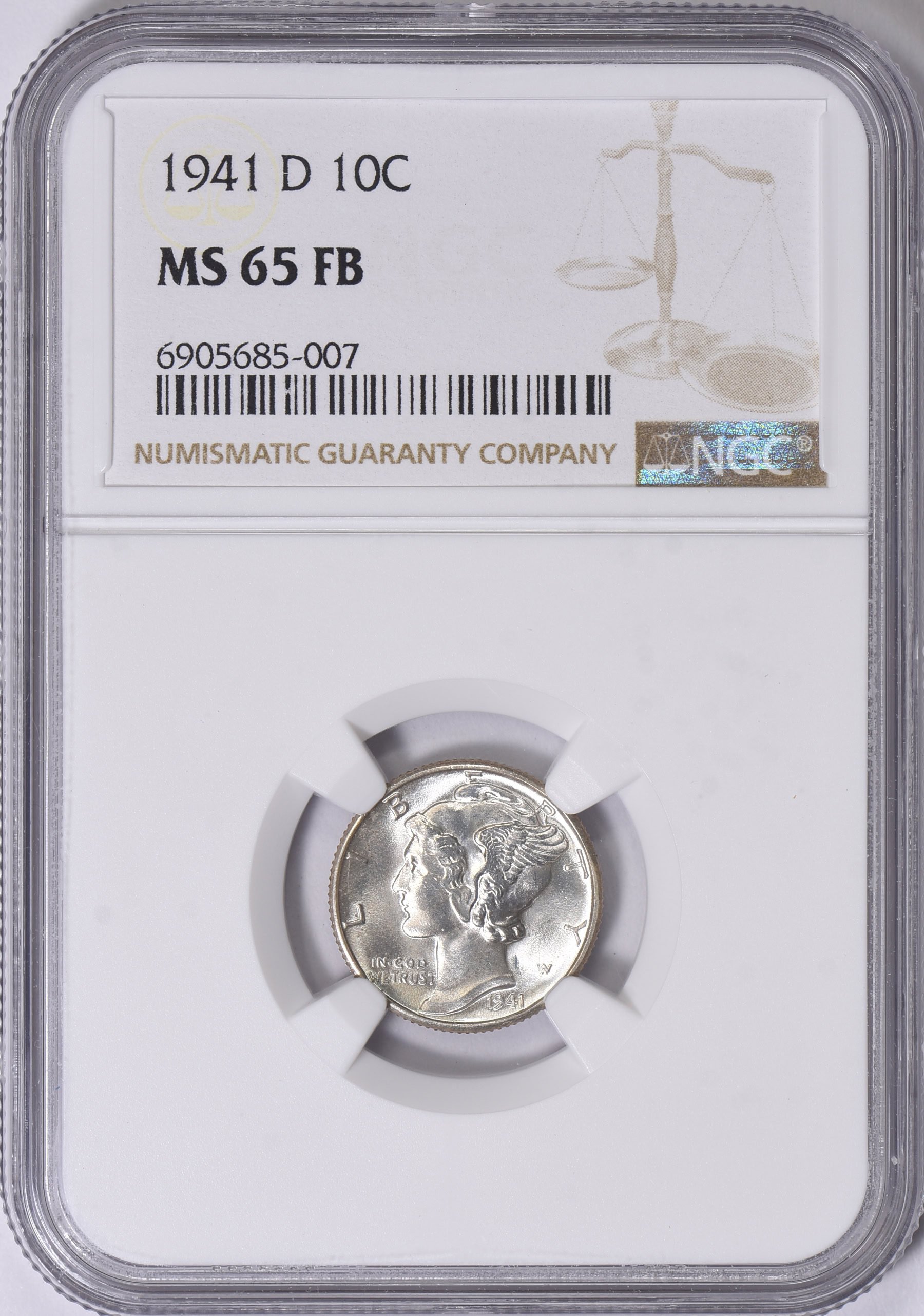1941-D Mercury Dime NGC MS-65 FB (Item 1658236) | GreatCollections Coin Auctions