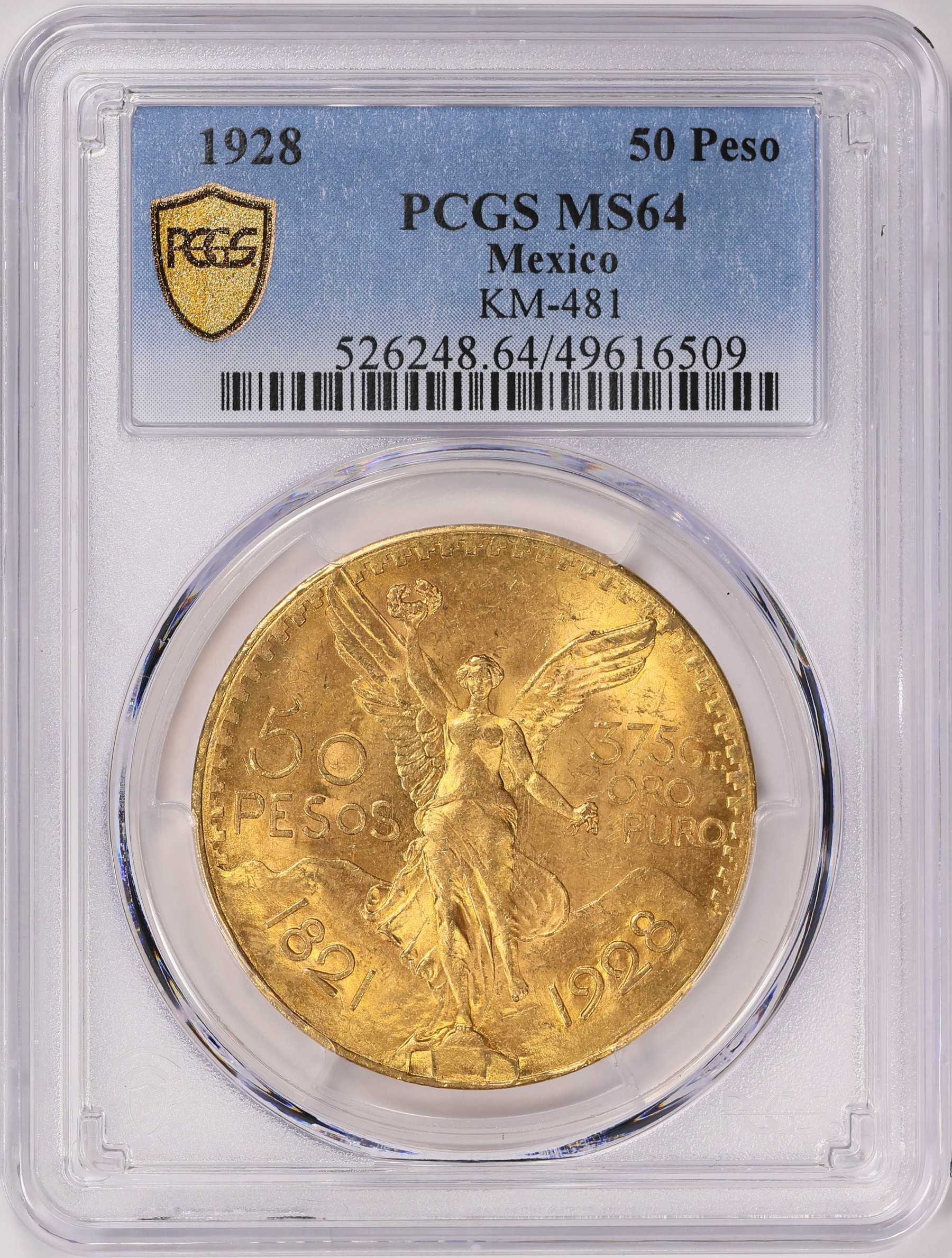 Mexico 1928 Gold 50 Pesos KM-481 PCGS MS-64 (AGW = 1.2057 Oz.) (Item 1658292) | GreatCollections ...