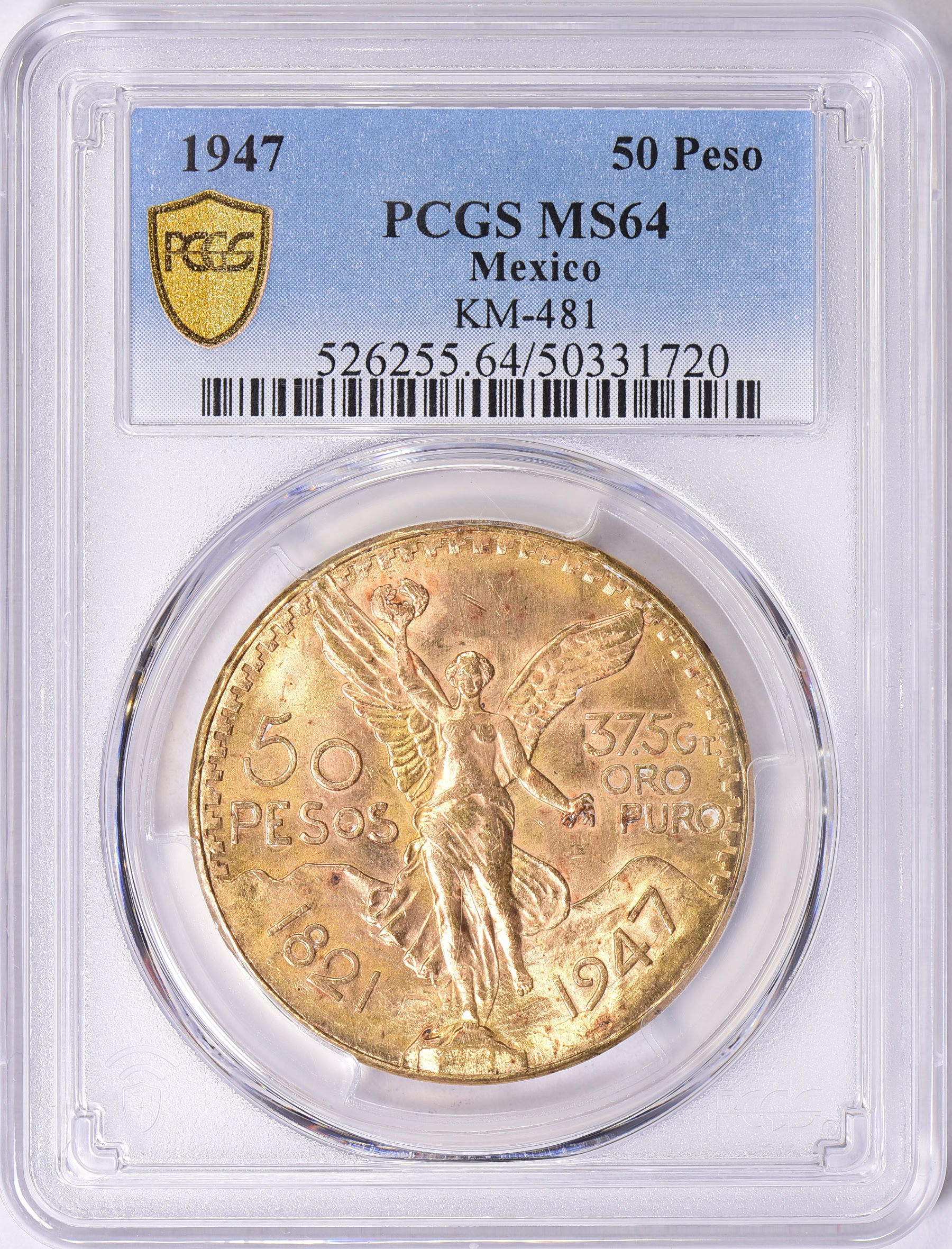 Mexico 1947 Gold 50 Pesos KM-481 PCGS MS-64 (AGW = 1.2057 Oz.) (Item 1658307) | GreatCollections ...