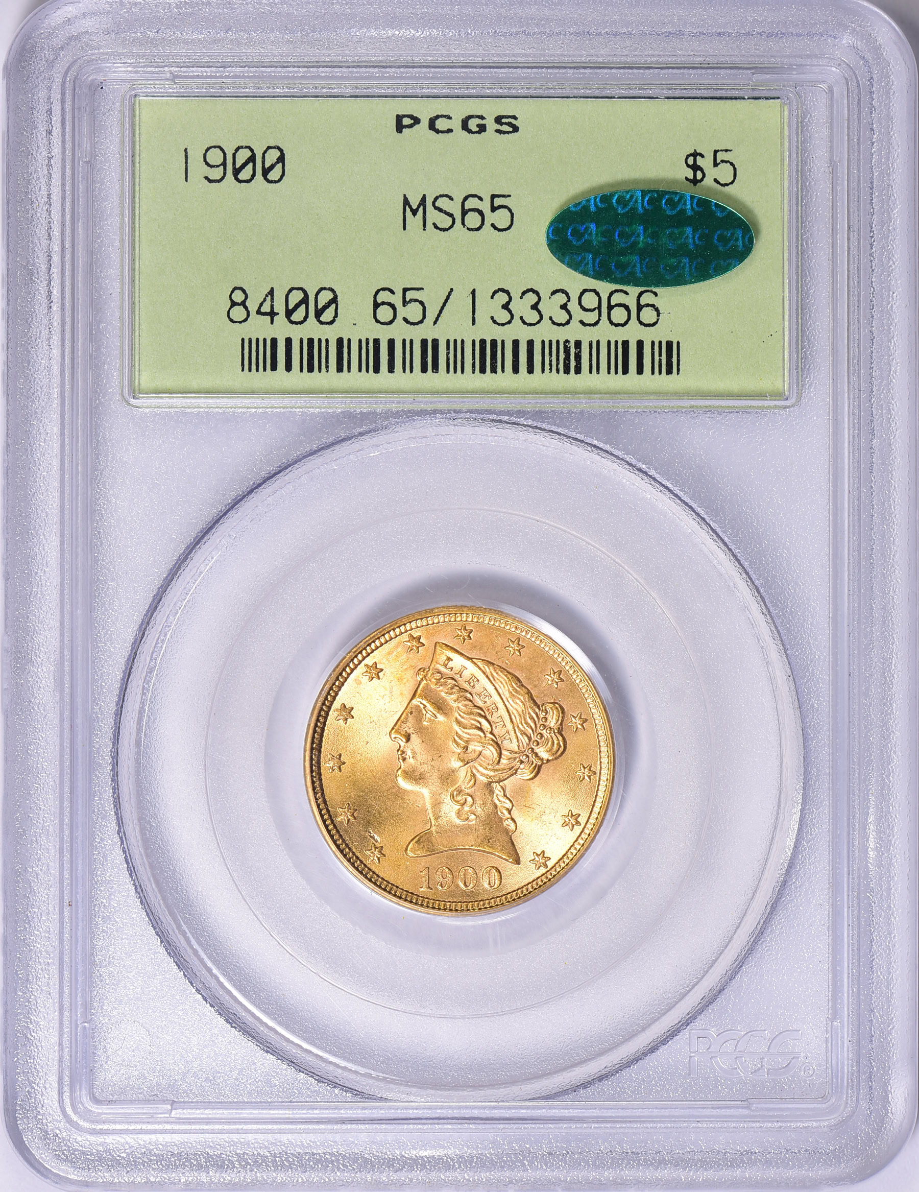 1900 Liberty Gold Half Eagle PCGS MS-65 (CAC Green) OGH (Item 1658396) | GreatCollections Coin ...