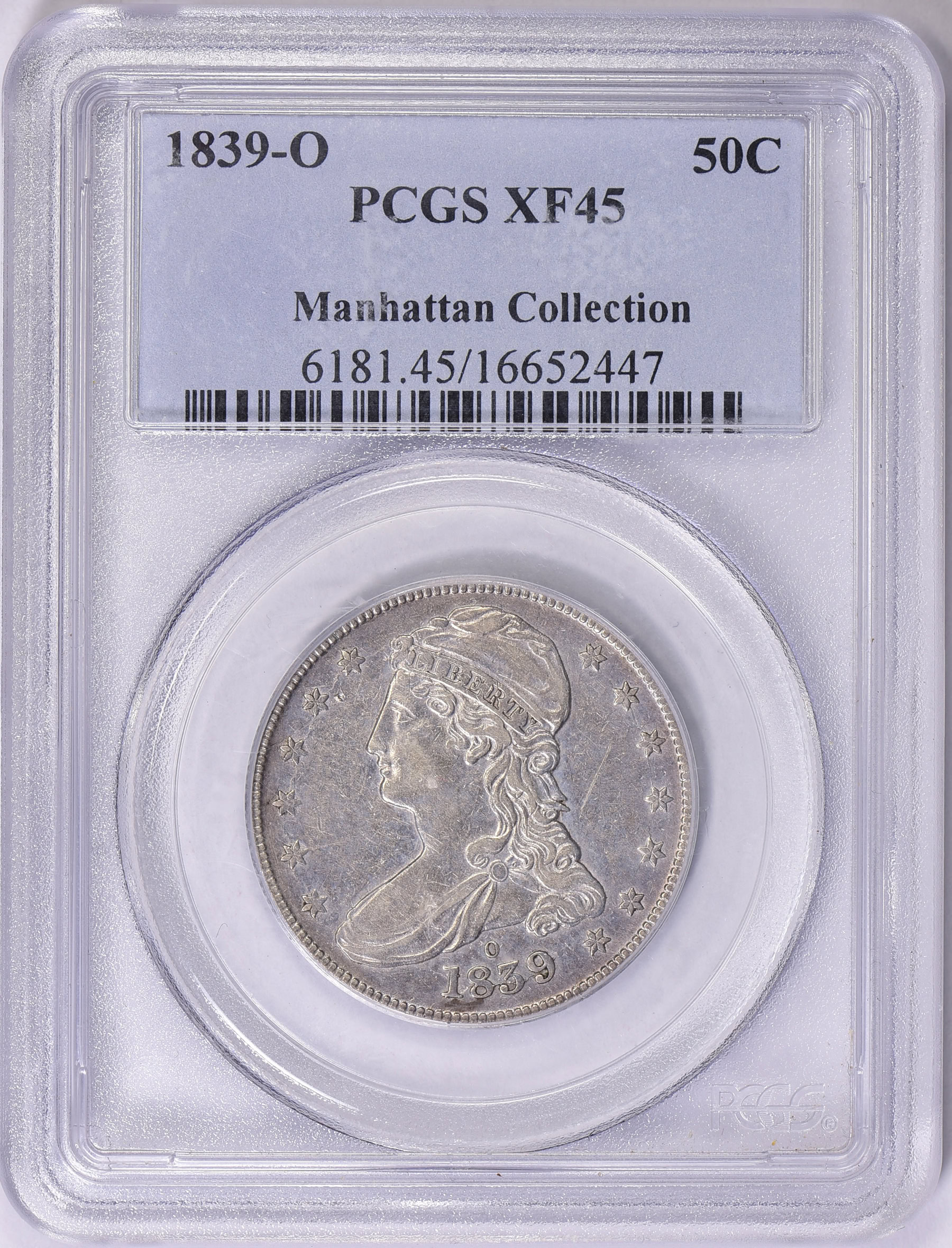 1839-O Capped Bust Half Dollar Reeded Edge PCGS XF-45 (Manhattan ...