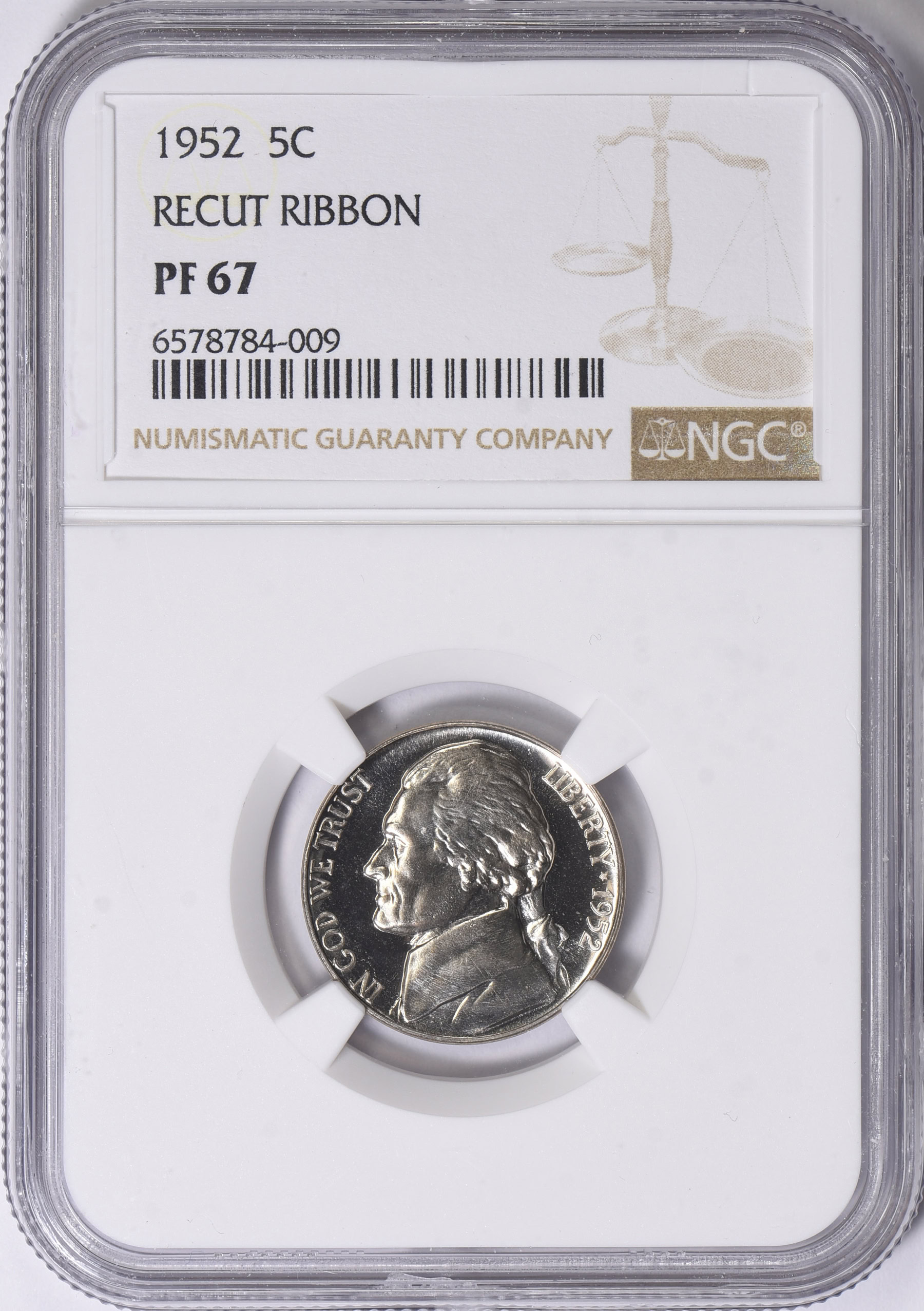 1952 Jefferson Nickel Recut Ribbon NGC Proof-67 (Item 1658668 ...