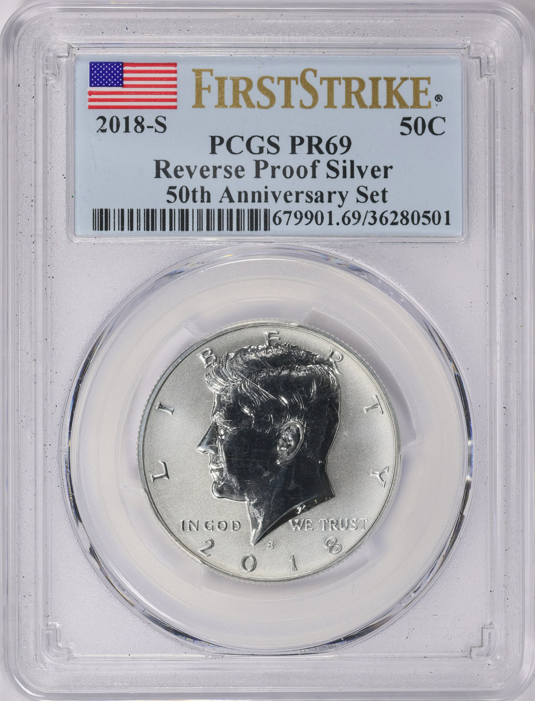 2018-S Kennedy Half Dollar Silver Reverse Proof First Strike (From the Reverse Proof 50th ...