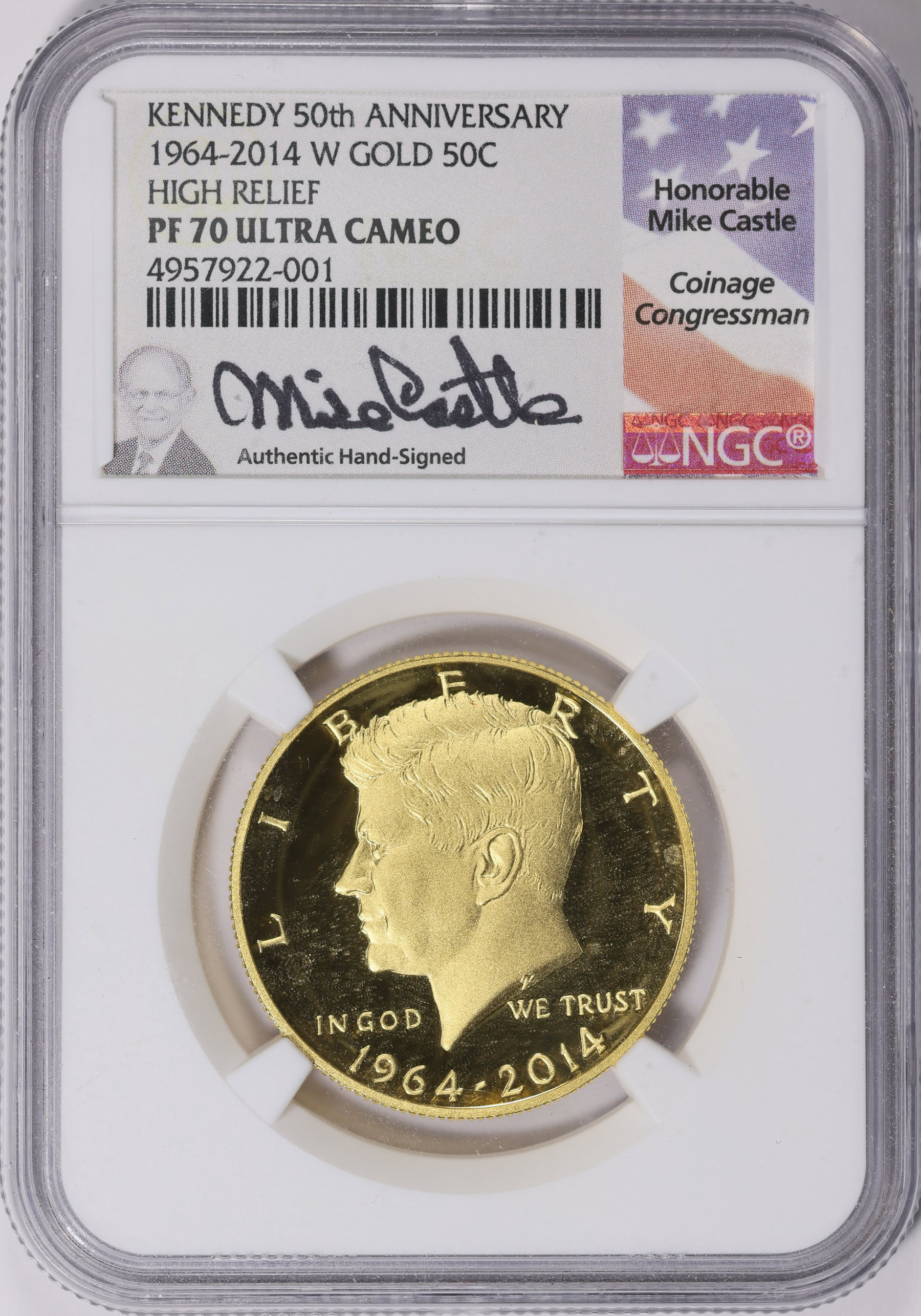 2014-W John F. Kennedy Gold Half Dollar 50th Anniversary NGC Proof-70 ...