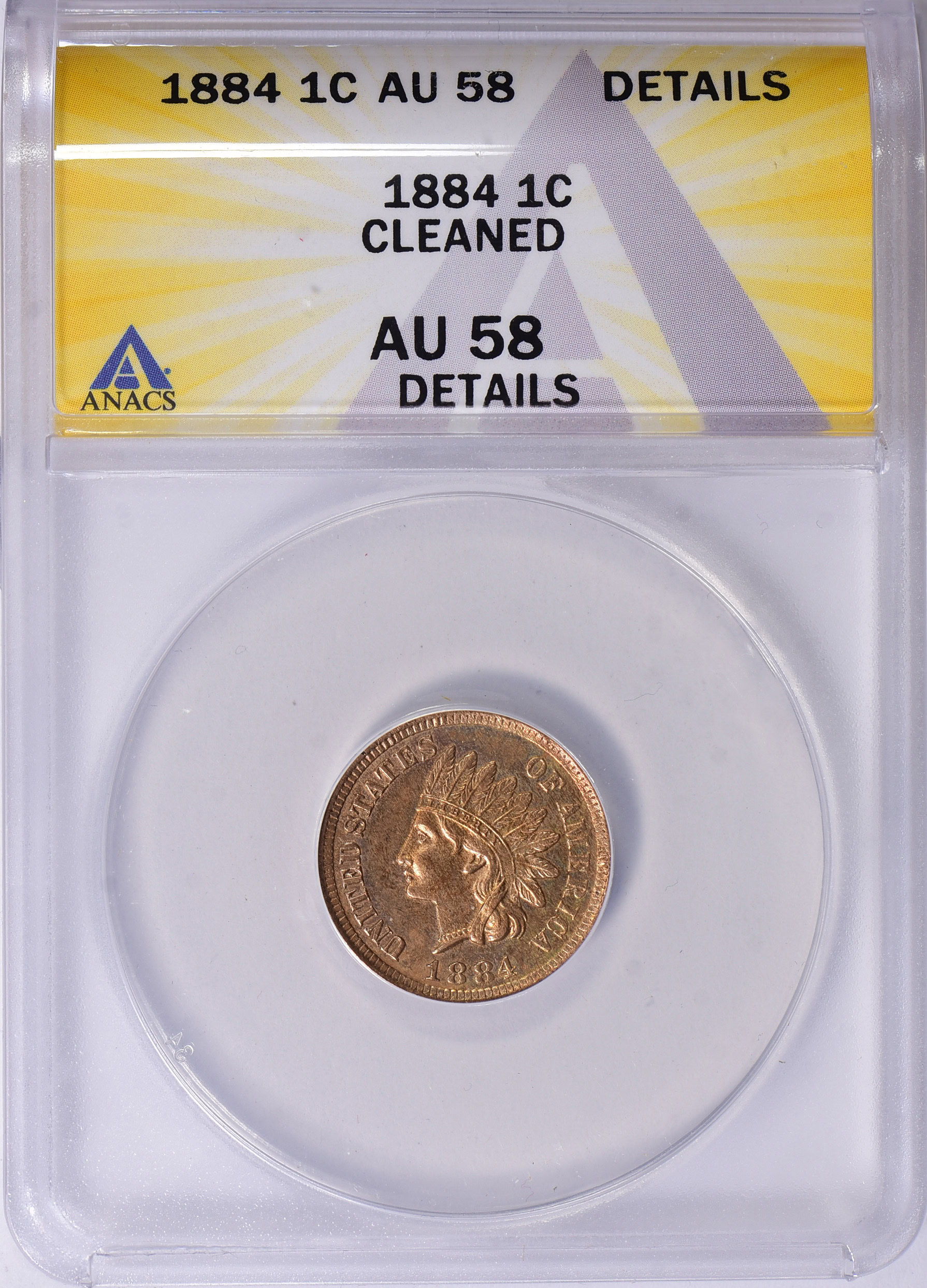 1884 Indian Cent ANACS AU-58 Details (Item 1658927) | GreatCollections ...
