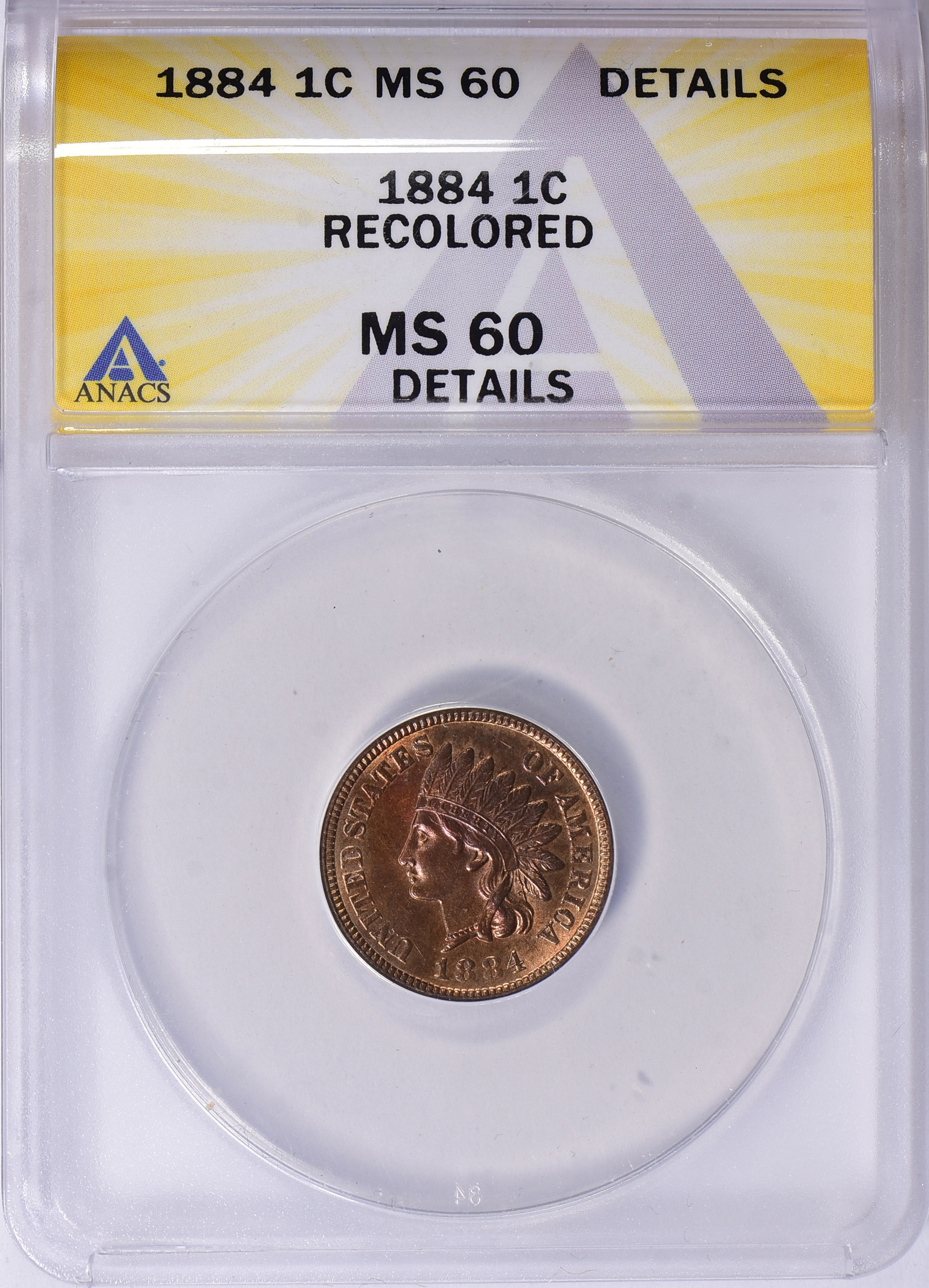 1884 Indian Cent ANACS MS-60 Details (Item 1658928) | GreatCollections ...