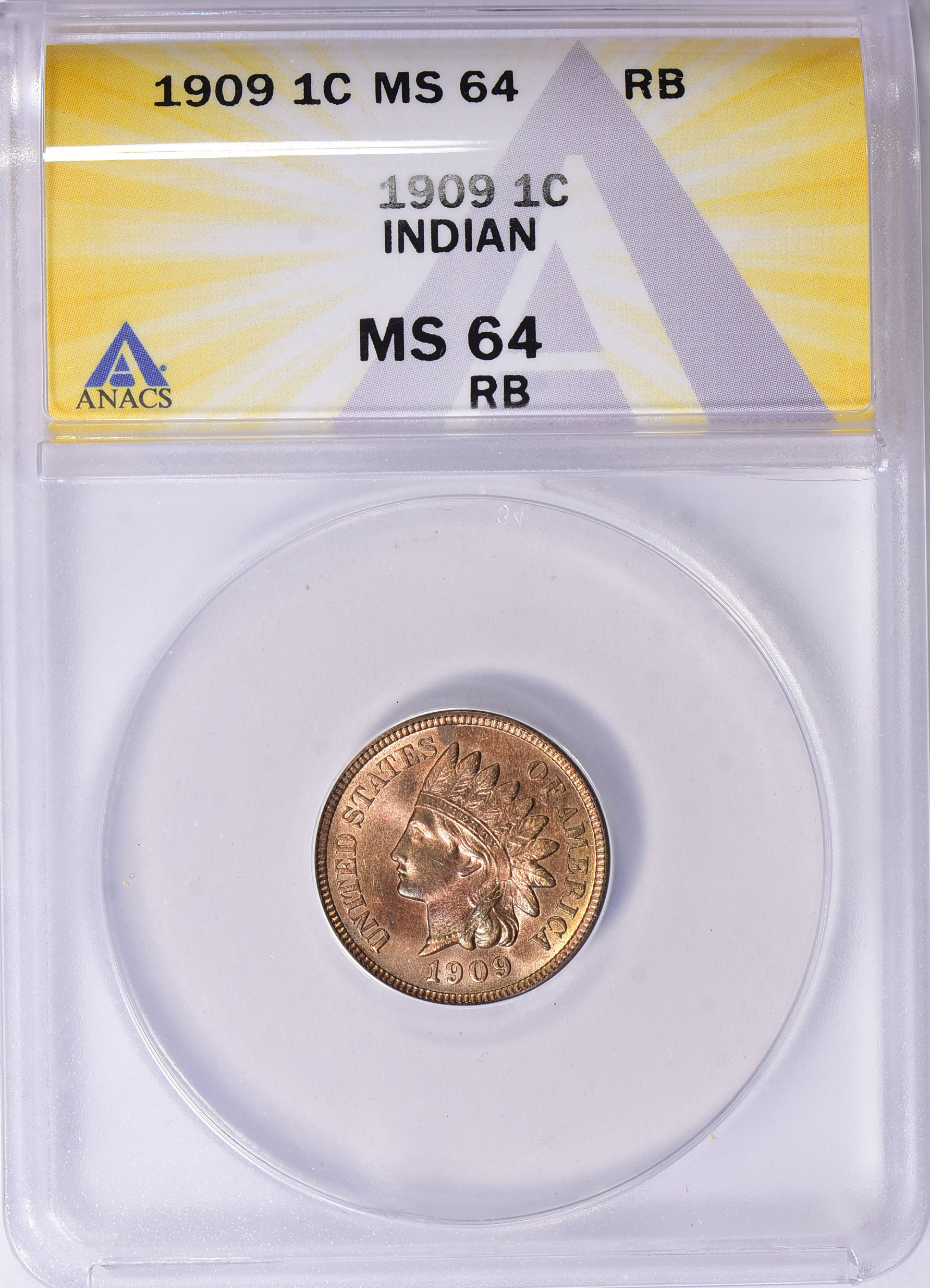 1909 Indian Cent ANACS MS-64 RB (Item 1658938) | GreatCollections Coin Auctions