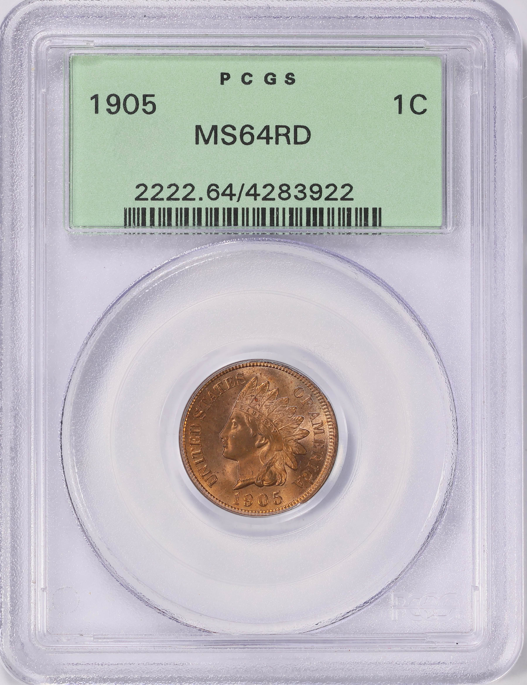 1905 Indian Cent PCGS MS-64 RD OGH (Item 1659009) | GreatCollections ...