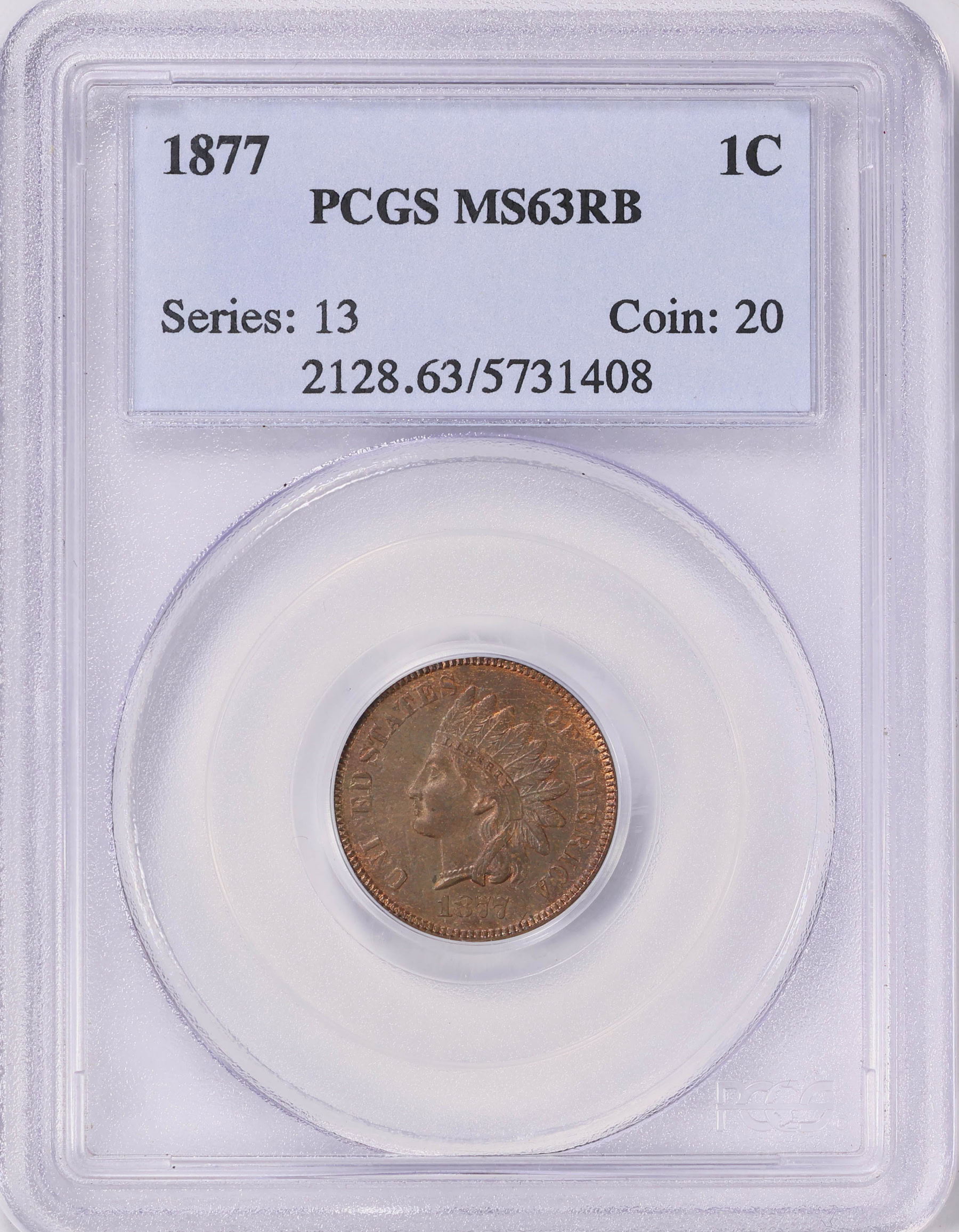 1877 Indian Cent PCGS MS-63 RB (Item 1659013) | GreatCollections Coin ...