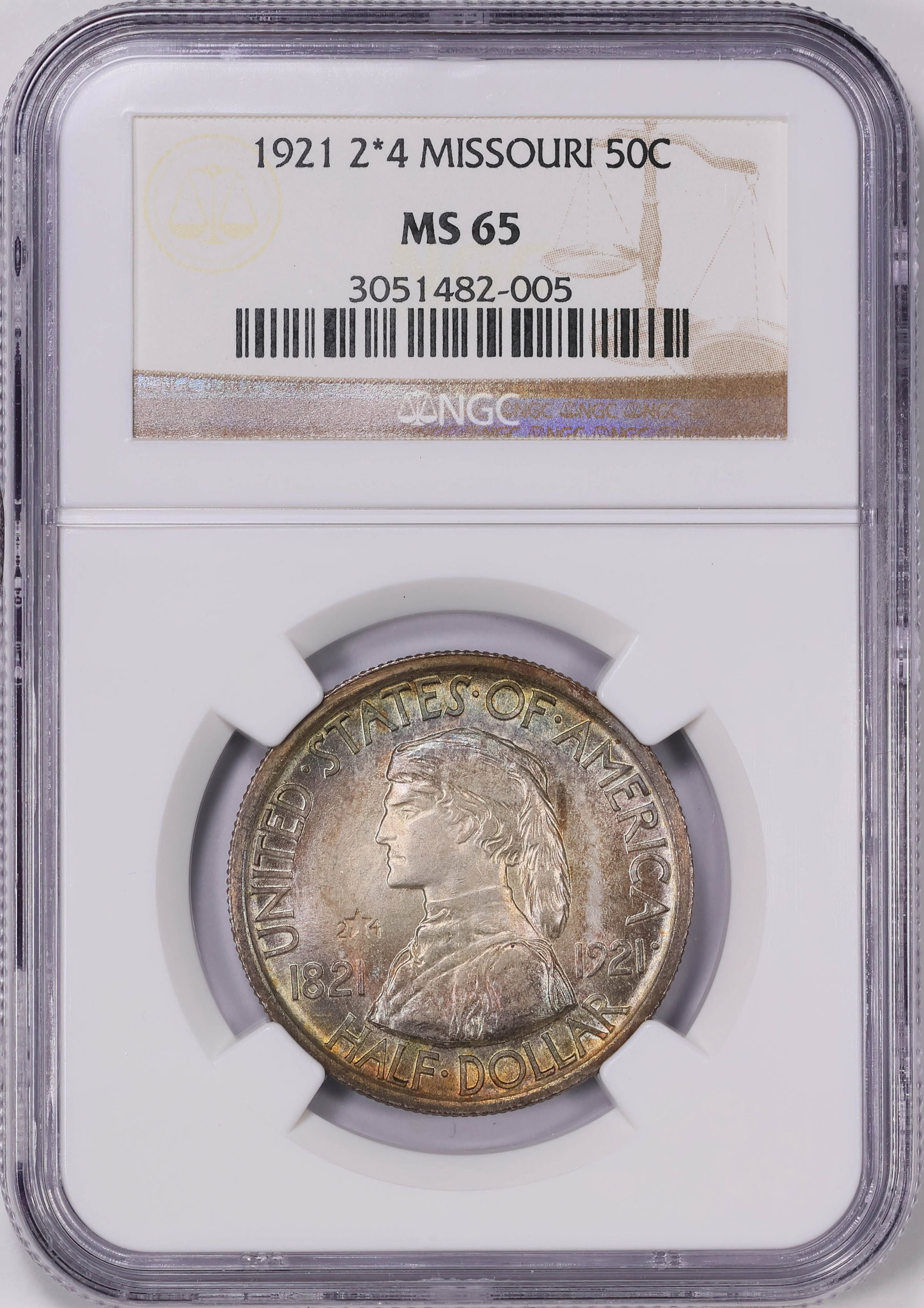 1921 Missouri Centennial Half Dollar 2x4 NGC MS-65 (Toned) (Item ...