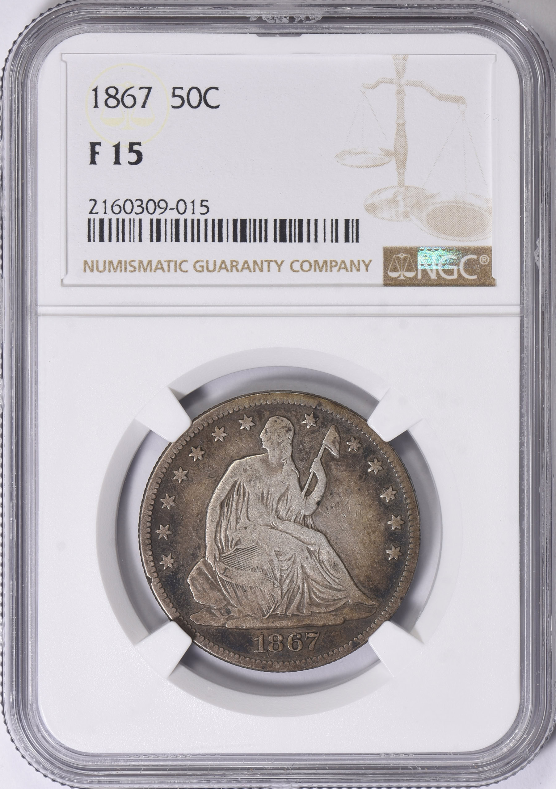 1867 Seated Liberty Half Dollar NGC F-15 (Item 1659154) | GreatCollections Coin Auctions