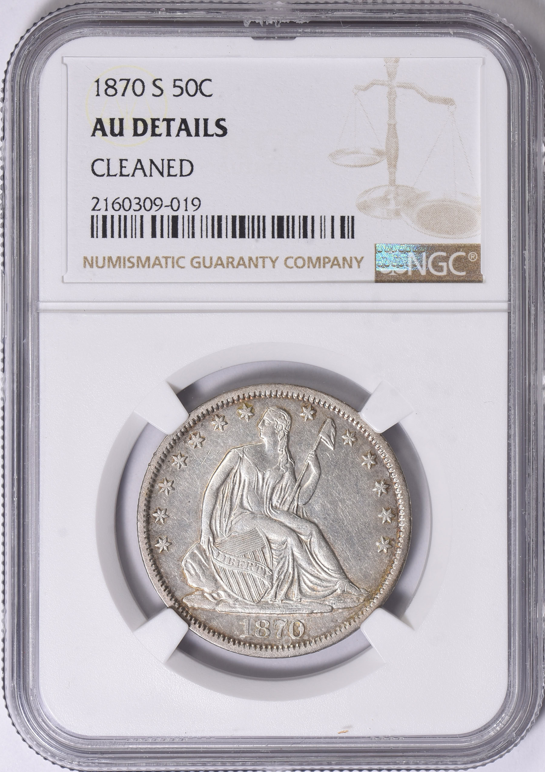 1870-S Seated Liberty Half Dollar NGC AU Details (Item 1659156) | GreatCollections Coin Auctions