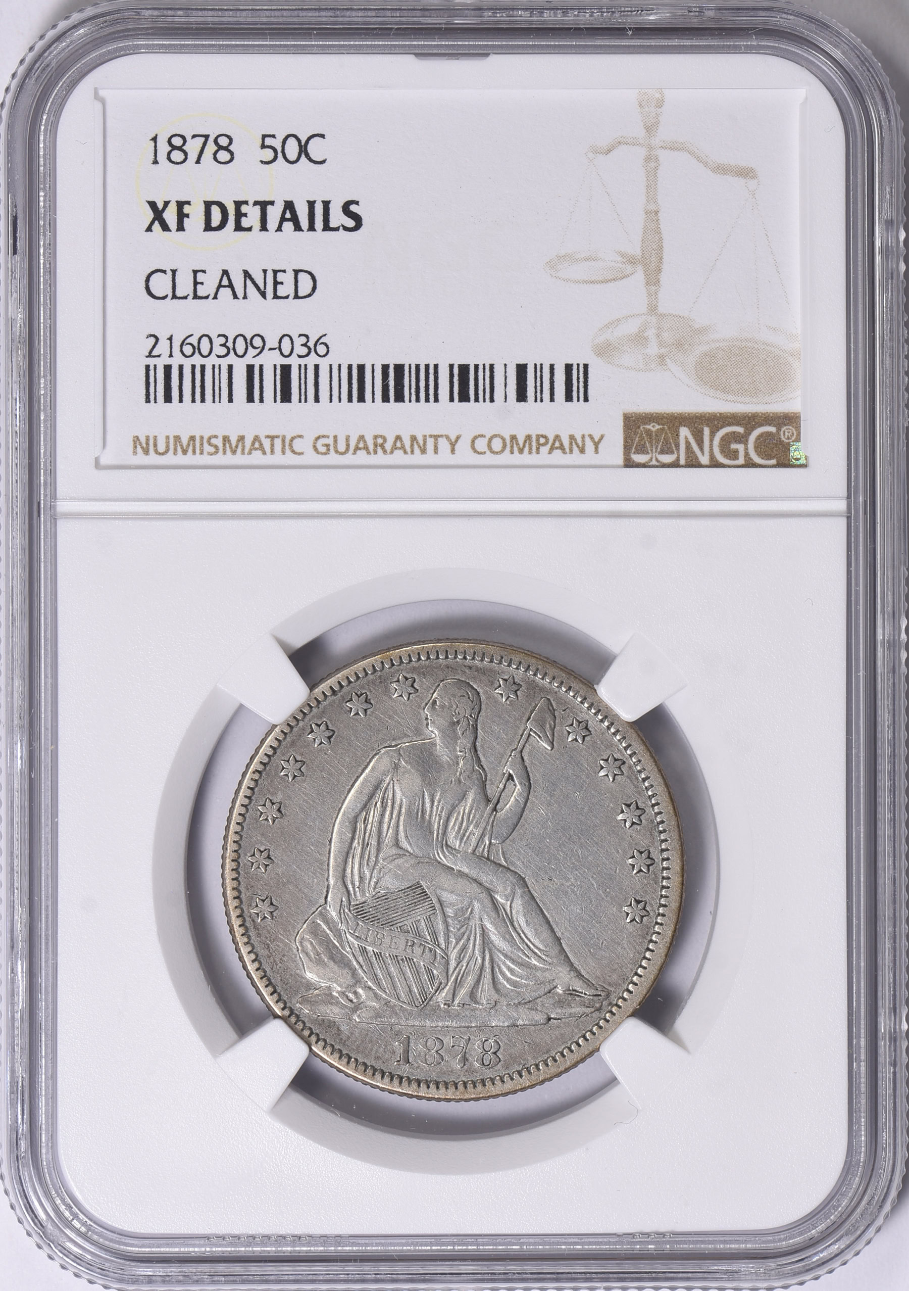 1878 Seated Liberty Half Dollar NGC XF Details (Item 1659174) | GreatCollections Coin Auctions