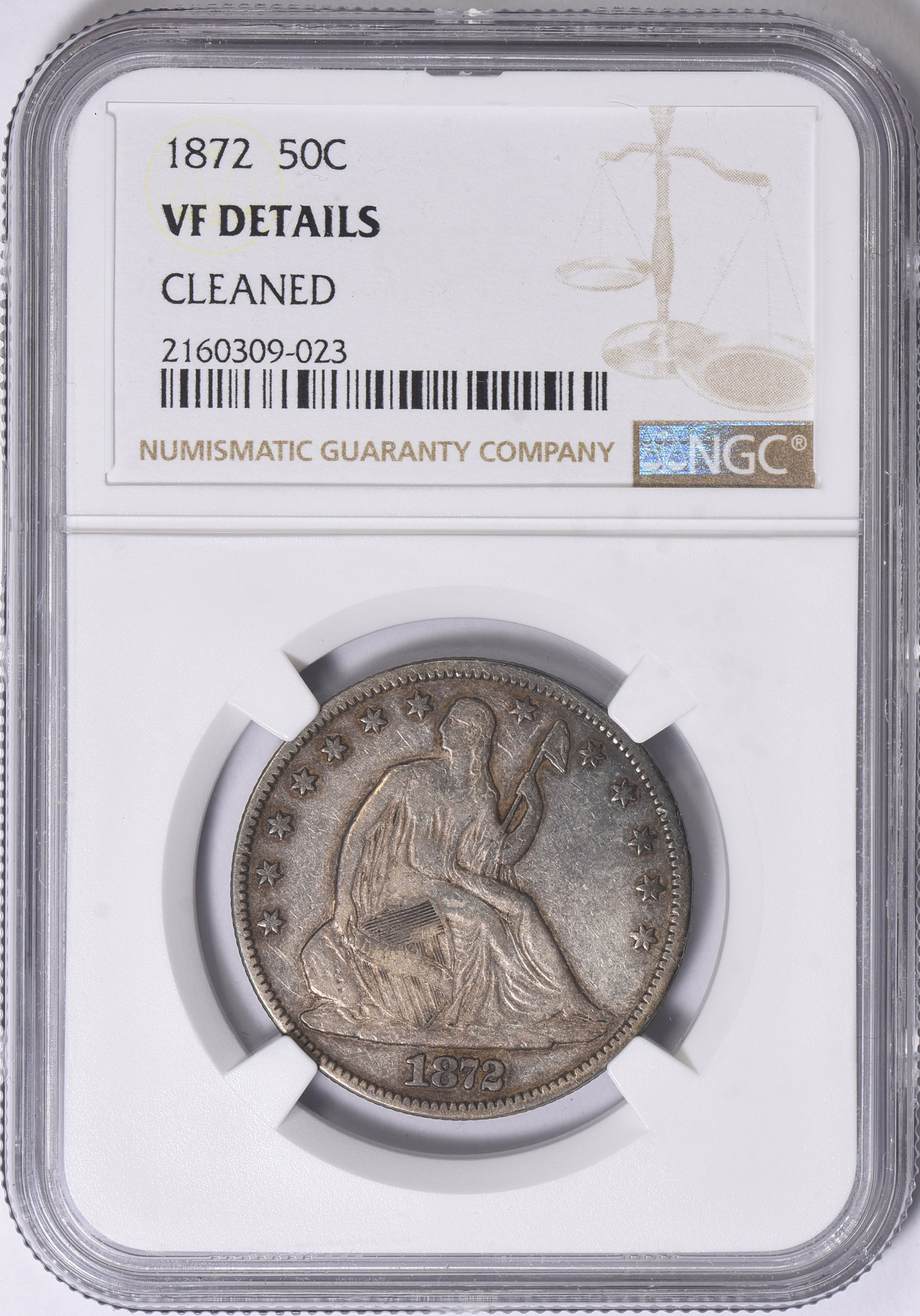 1872 Seated Liberty Half Dollar NGC VF Details (Item 1659175) | GreatCollections Coin Auctions