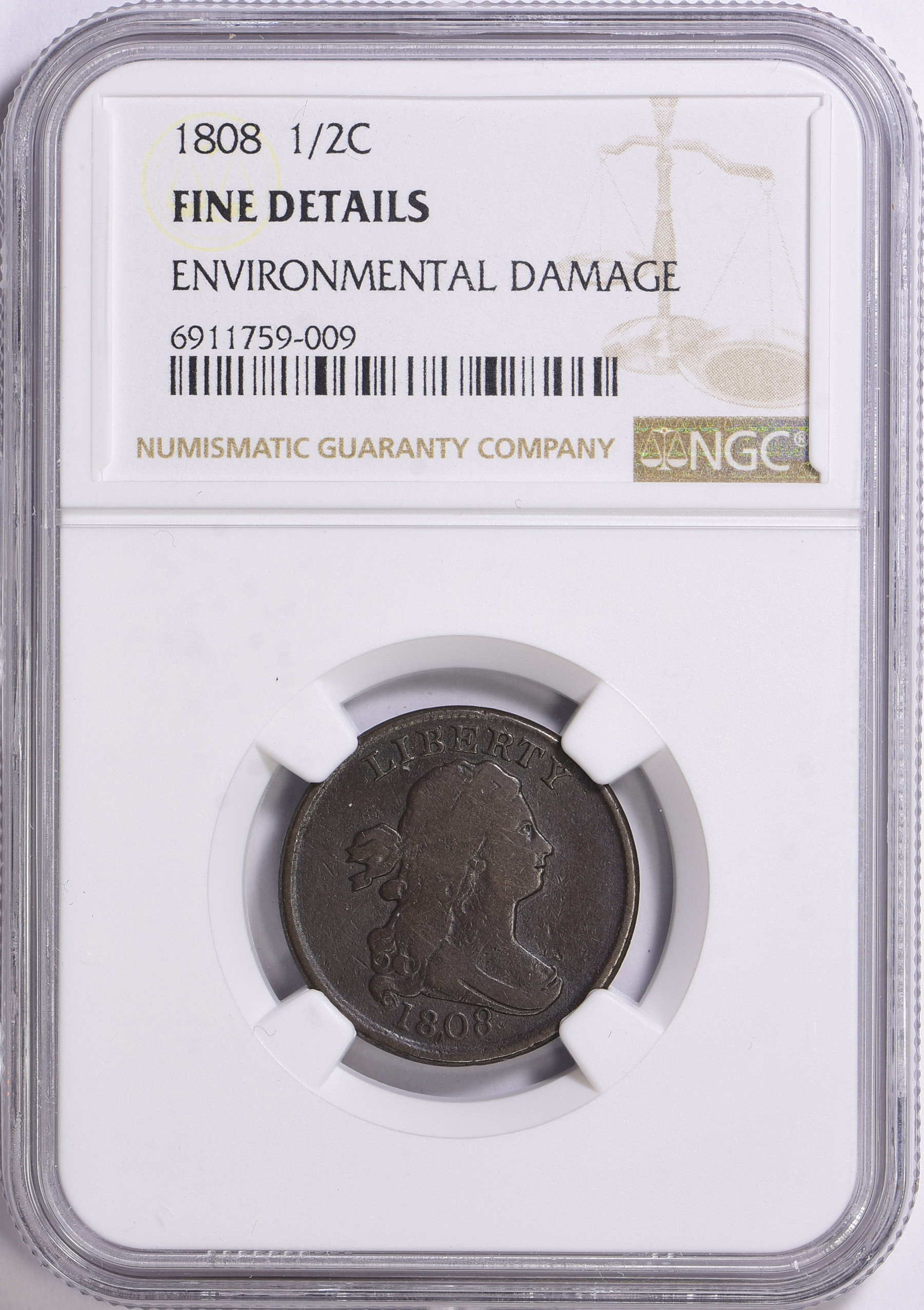 1808 Draped Bust Half Cent NGC Fine Details (Item 1659194 ...