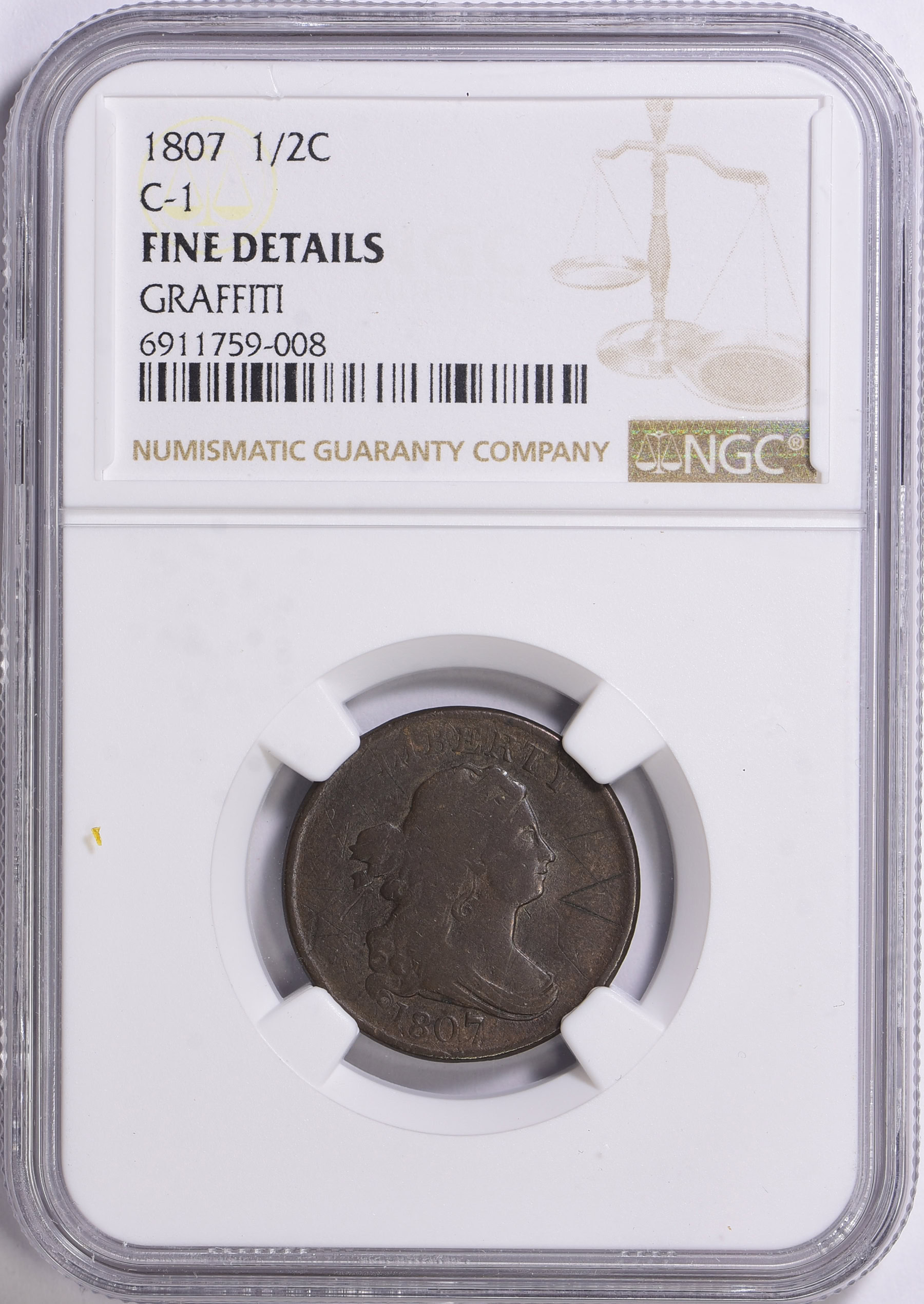 1807 Draped Bust Half Cent C-1 NGC Fine Details (Item 1659201 ...