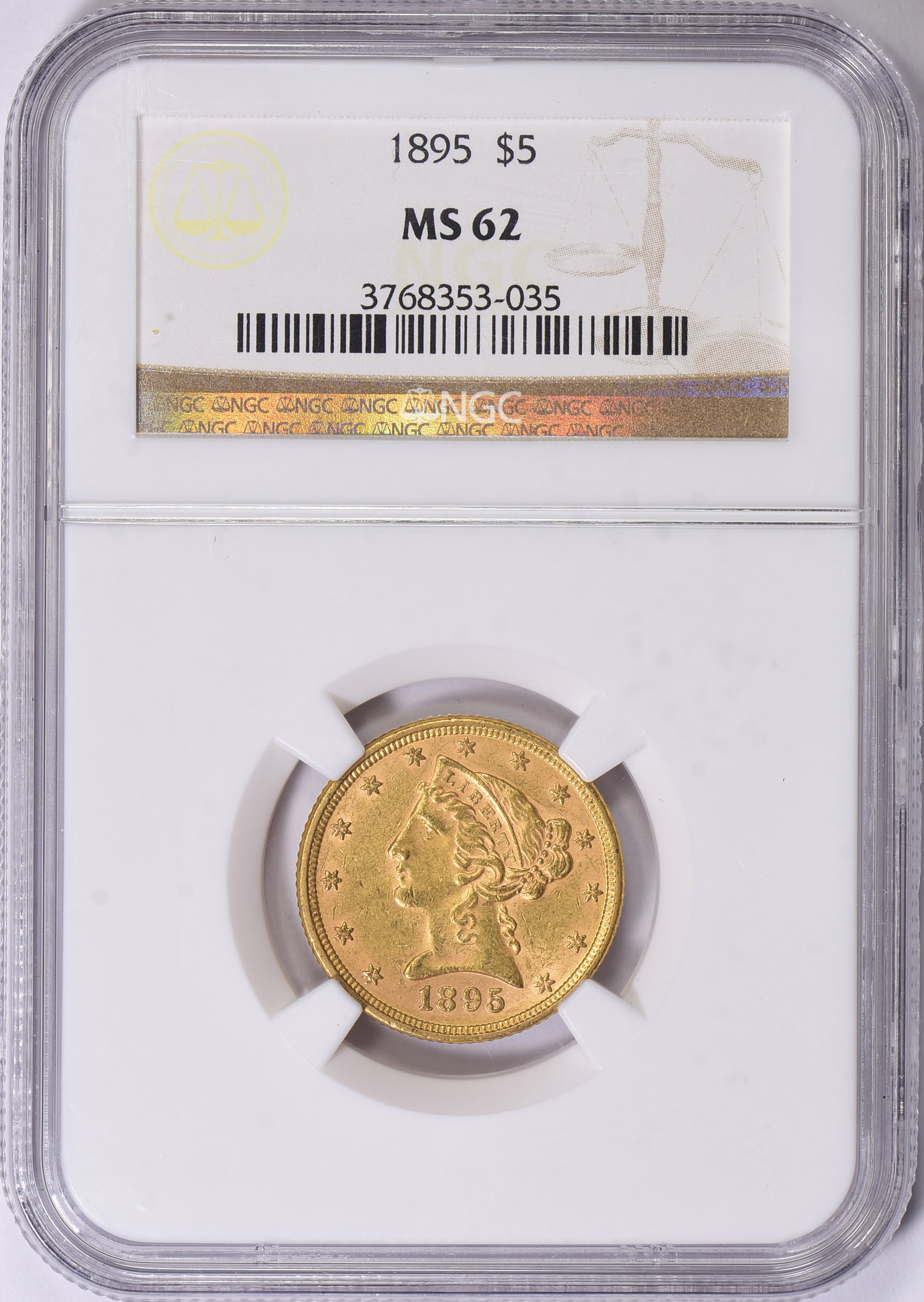1895 Liberty Gold Half Eagle NGC MS-62 (Item 1659213) | GreatCollections Coin Auctions