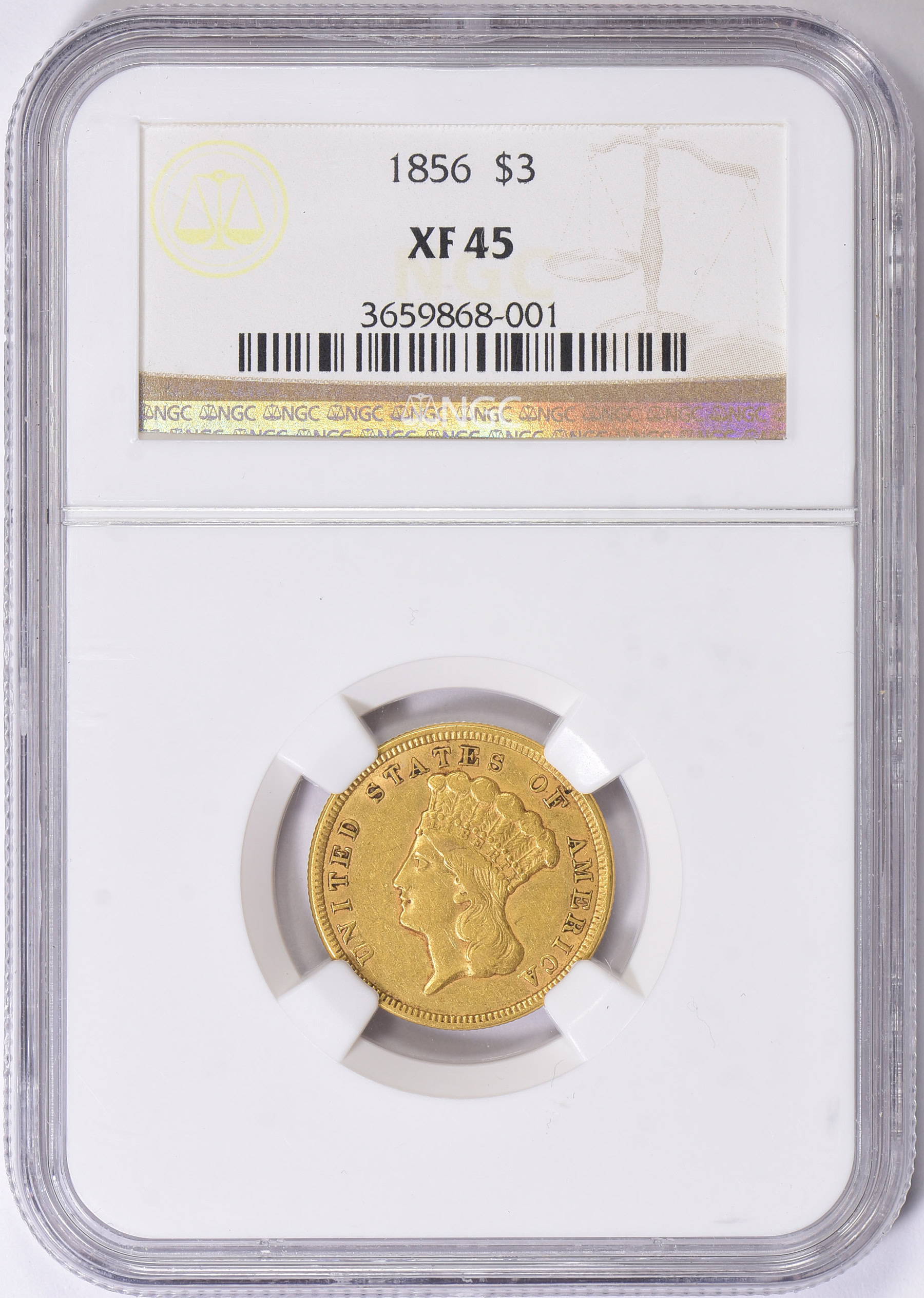 1856 Three-Dollar Gold Piece NGC XF-45 (Item 1659222 ...