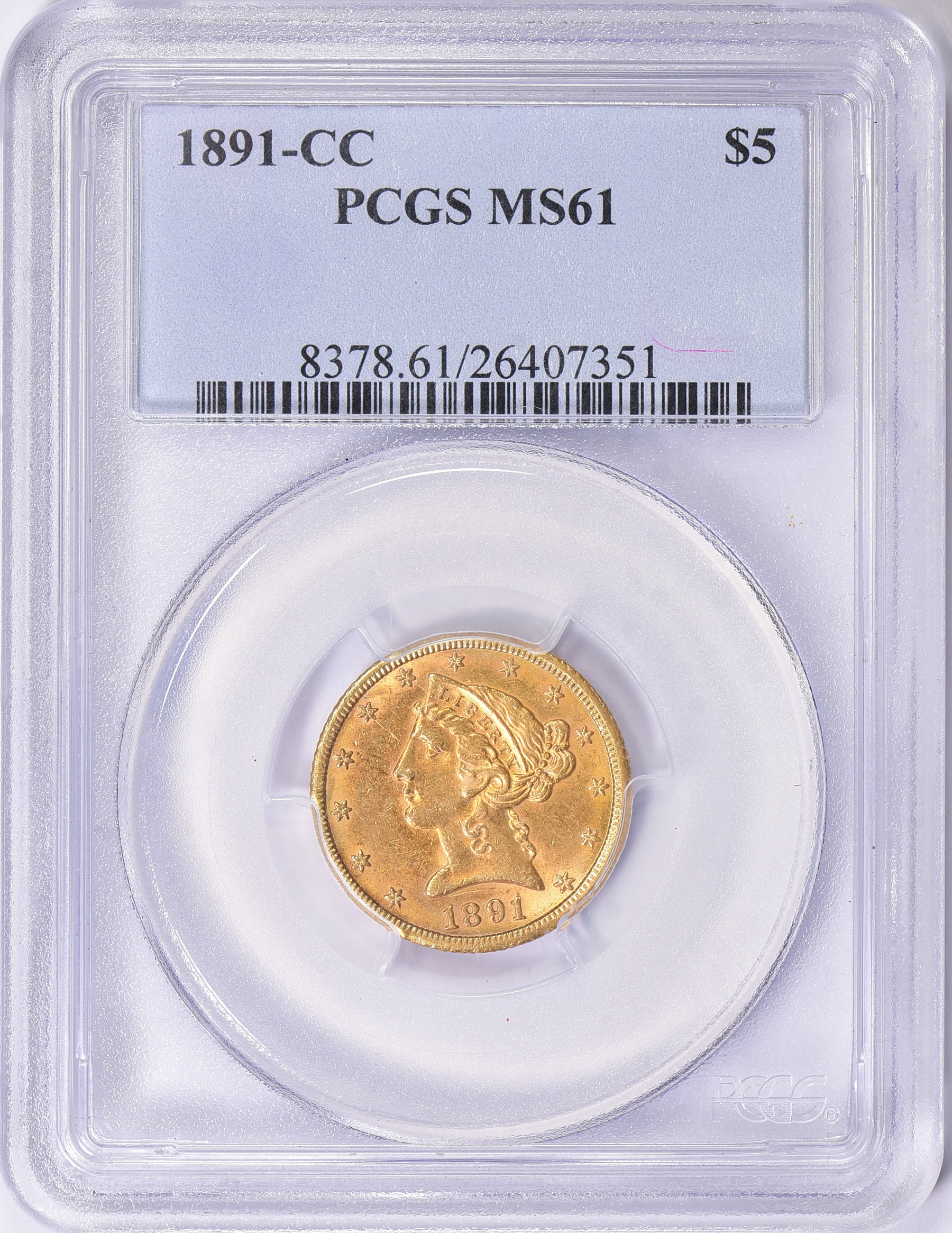 1891-CC Liberty Gold Half Eagle PCGS MS-61 (Item 1659226) | GreatCollections Coin Auctions