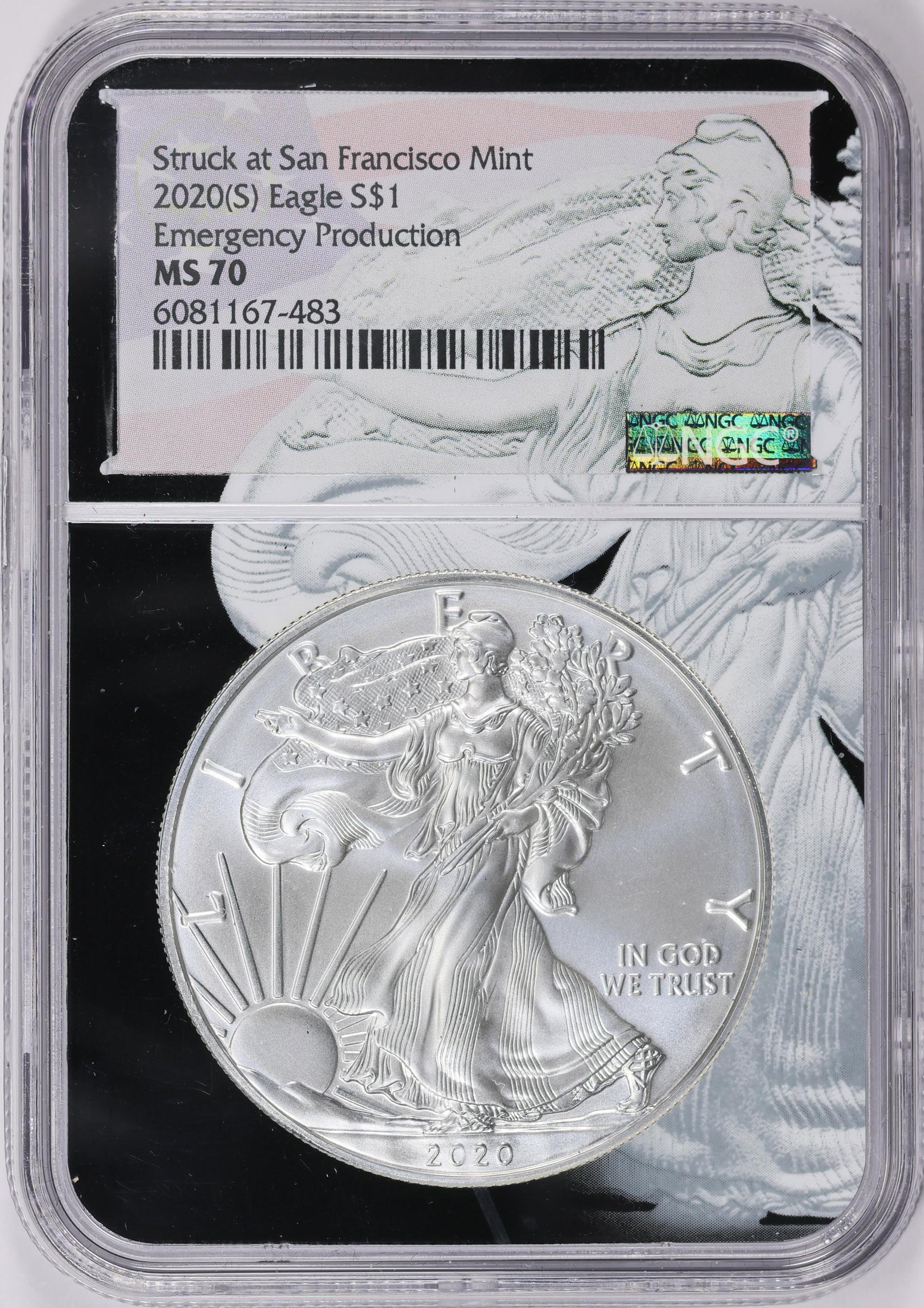 2020-(S) $1 Silver Eagle Emergency Production Struck at San Francisco ...