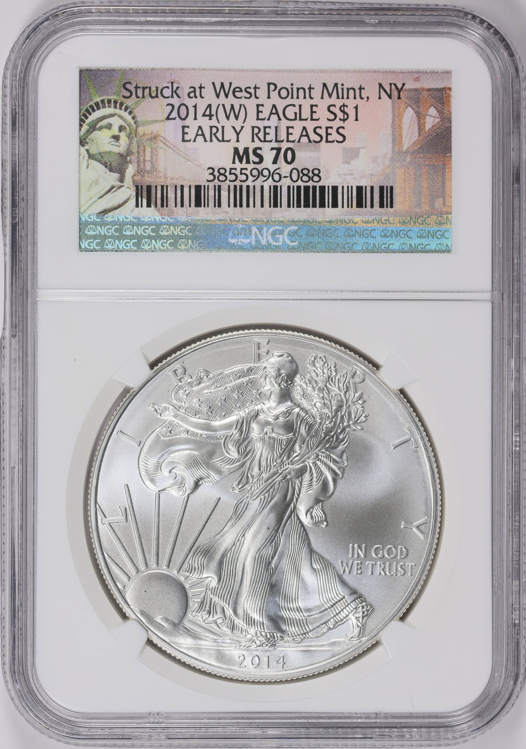 2014-(W) $1 Silver Eagle Early Releases Struck at West Point NGC MS-70 (Item 1659315 ...