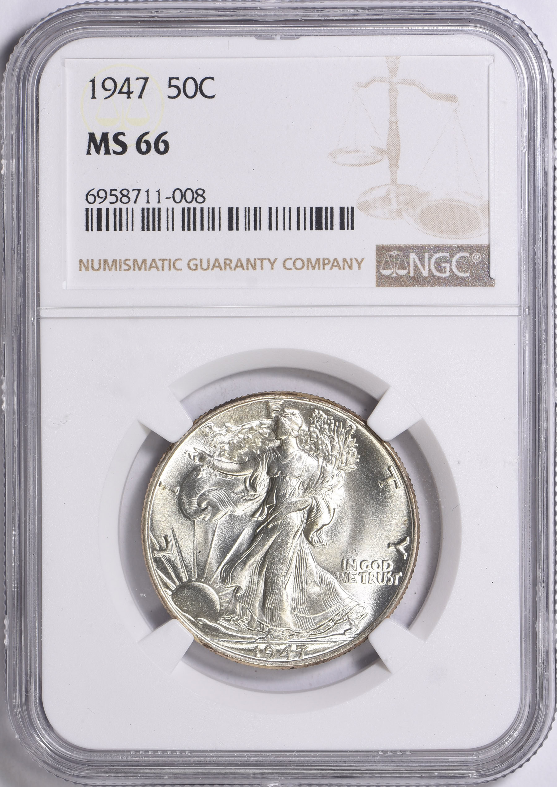 1947 Walking Liberty Half Dollar NGC MS-66 (Item 1659372) | GreatCollections Coin Auctions
