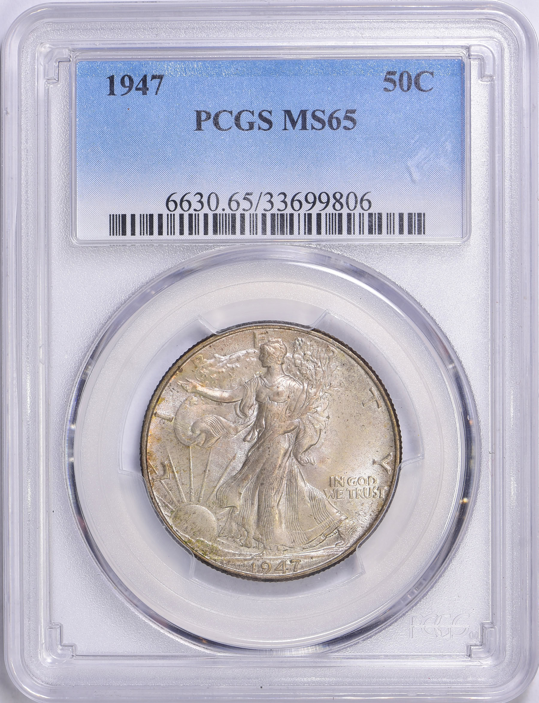 1947 Walking Liberty Half Dollar PCGS MS-65 (Toned) (Item 1659393) | GreatCollections Coin Auctions