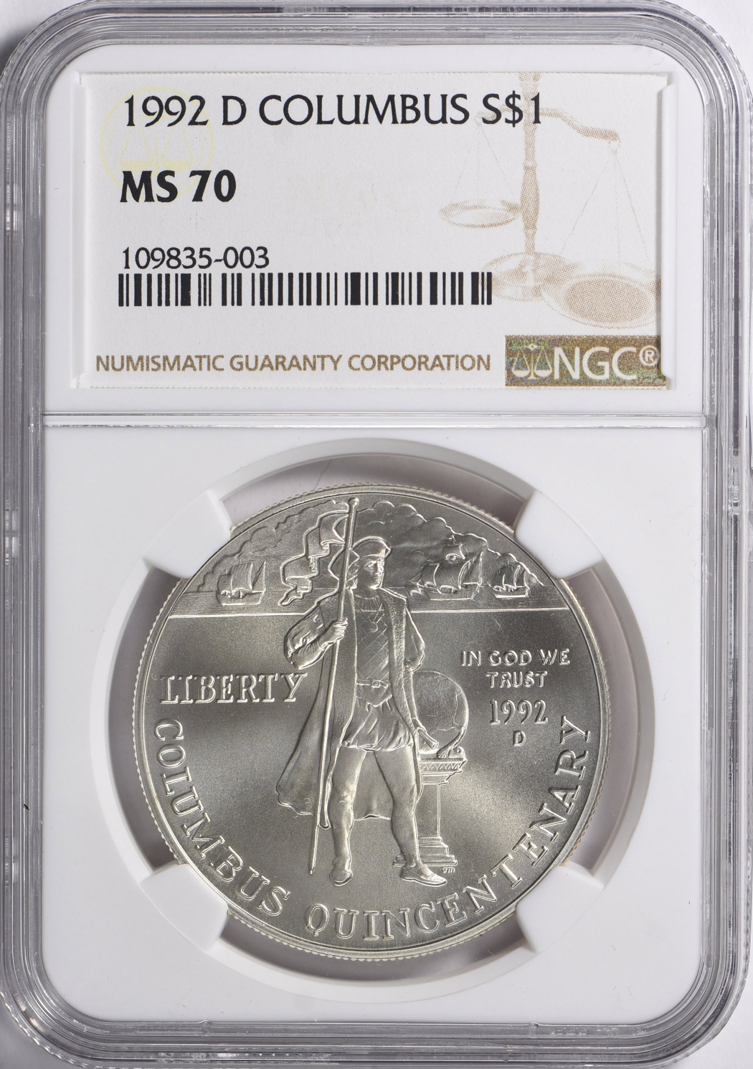 1992-D Christopher Columbus Quincentenary Silver Dollar NGC MS-70 (Item ...