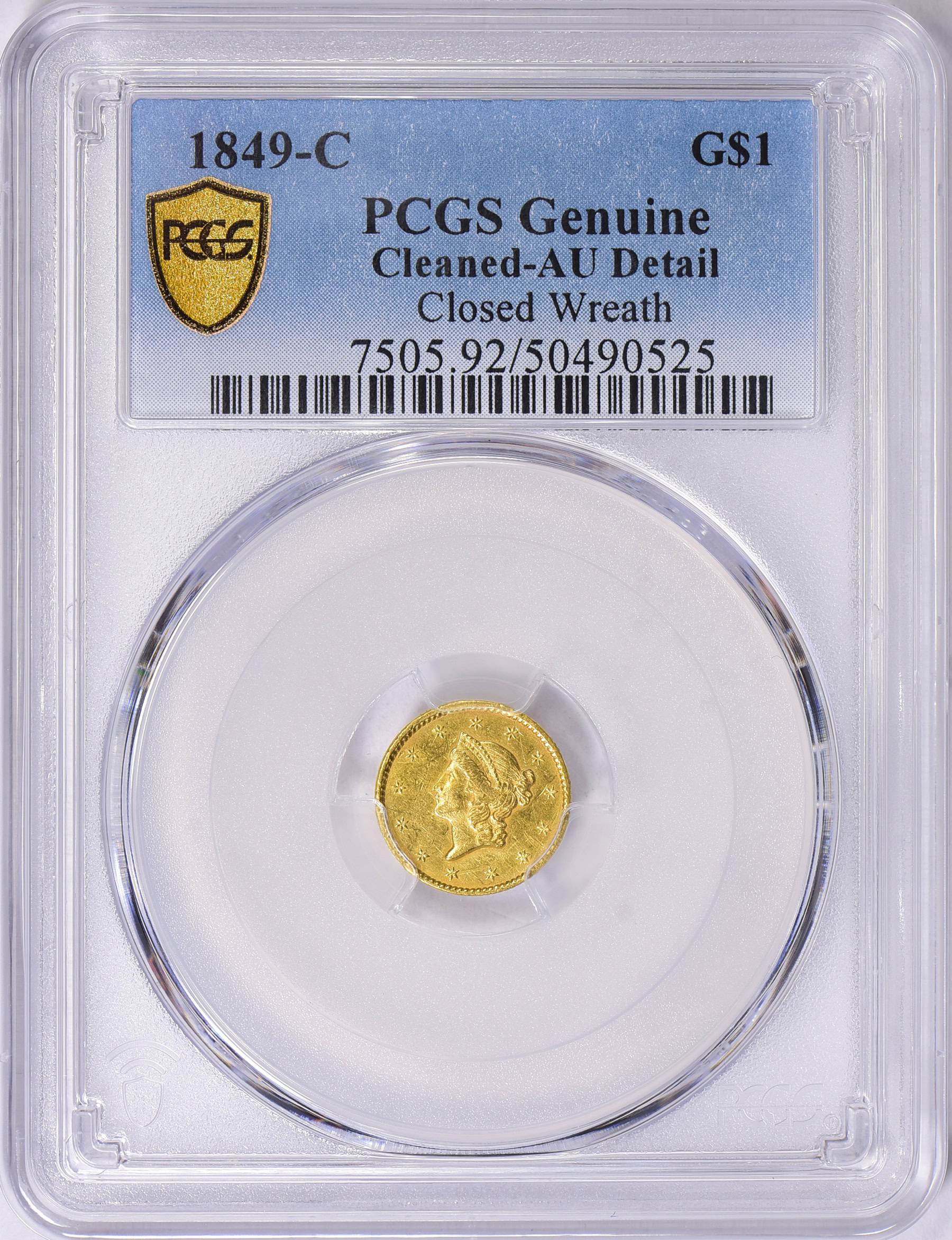 1849-C Liberty Gold Dollar Closed Wreath PCGS Genuine AU Details (Item ...