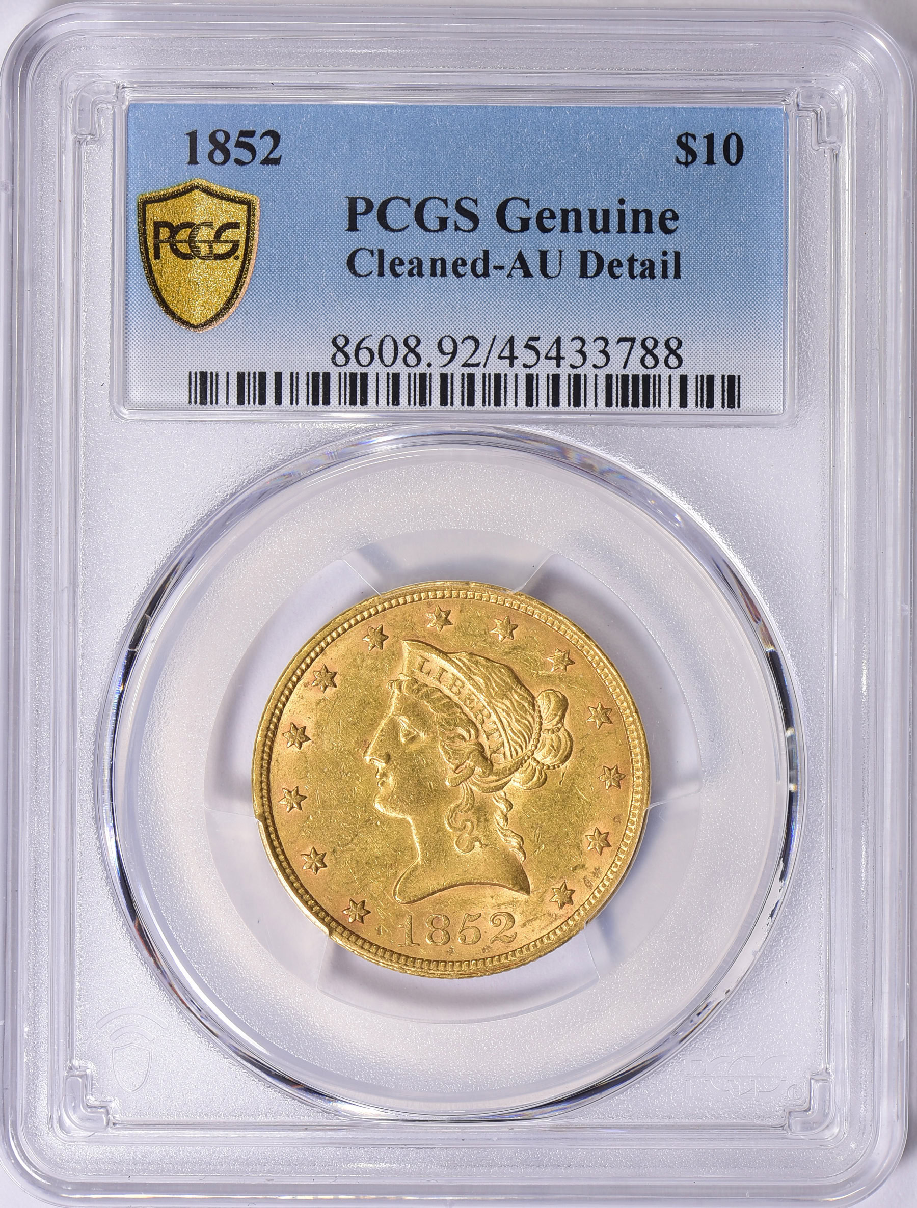 1852 Liberty Gold Eagle PCGS Genuine AU Details (Item 1659534) | GreatCollections Coin Auctions