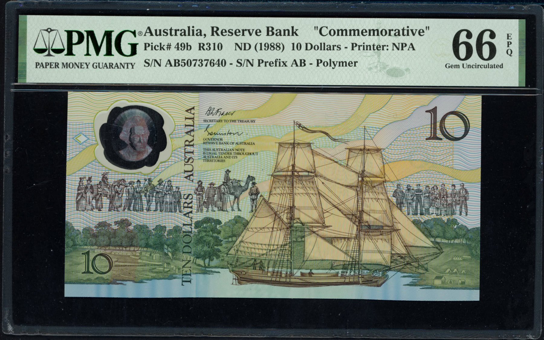 Australia ND (1988) $10 Reserve Bank Commemorative Note SCWPM-49b PMG Gem Uncirculated 66 EPQ ...