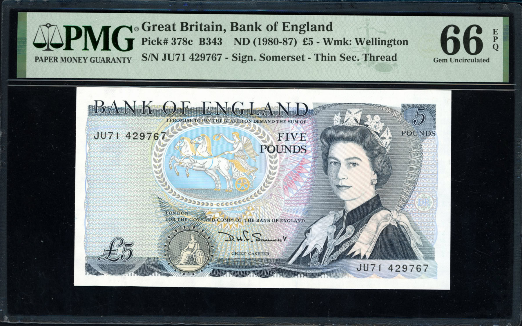 Great Britain ND (1980-87) £5 Bank of England Note SCWPM-378c PMG Gem ...