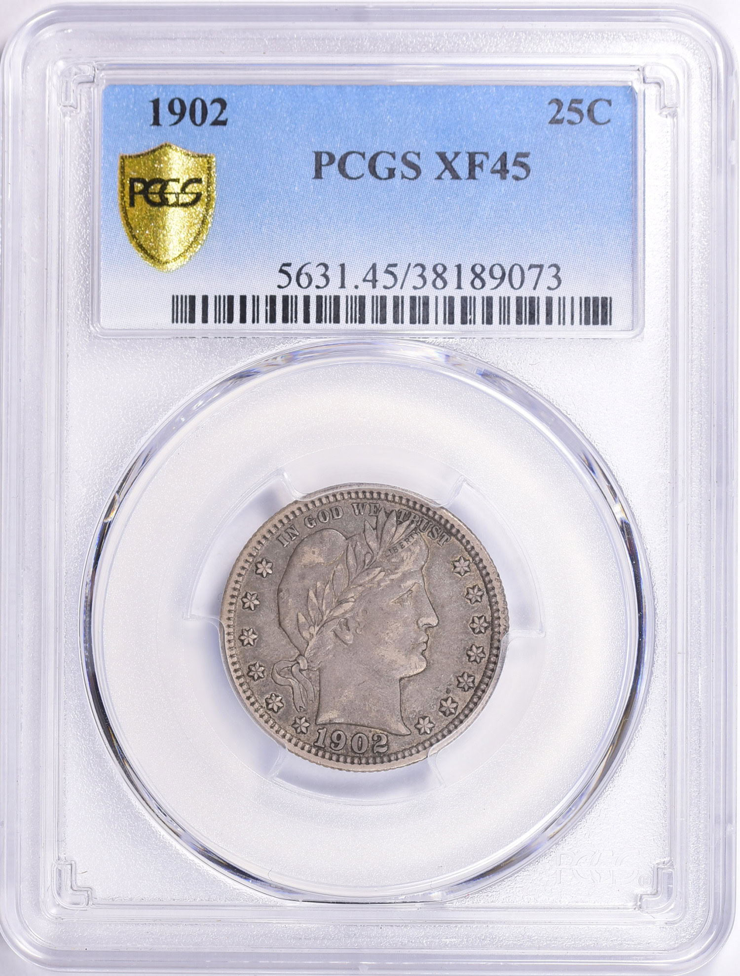 1902 Barber Quarter PCGS XF-45 (Item 1659988) | GreatCollections Coin Auctions