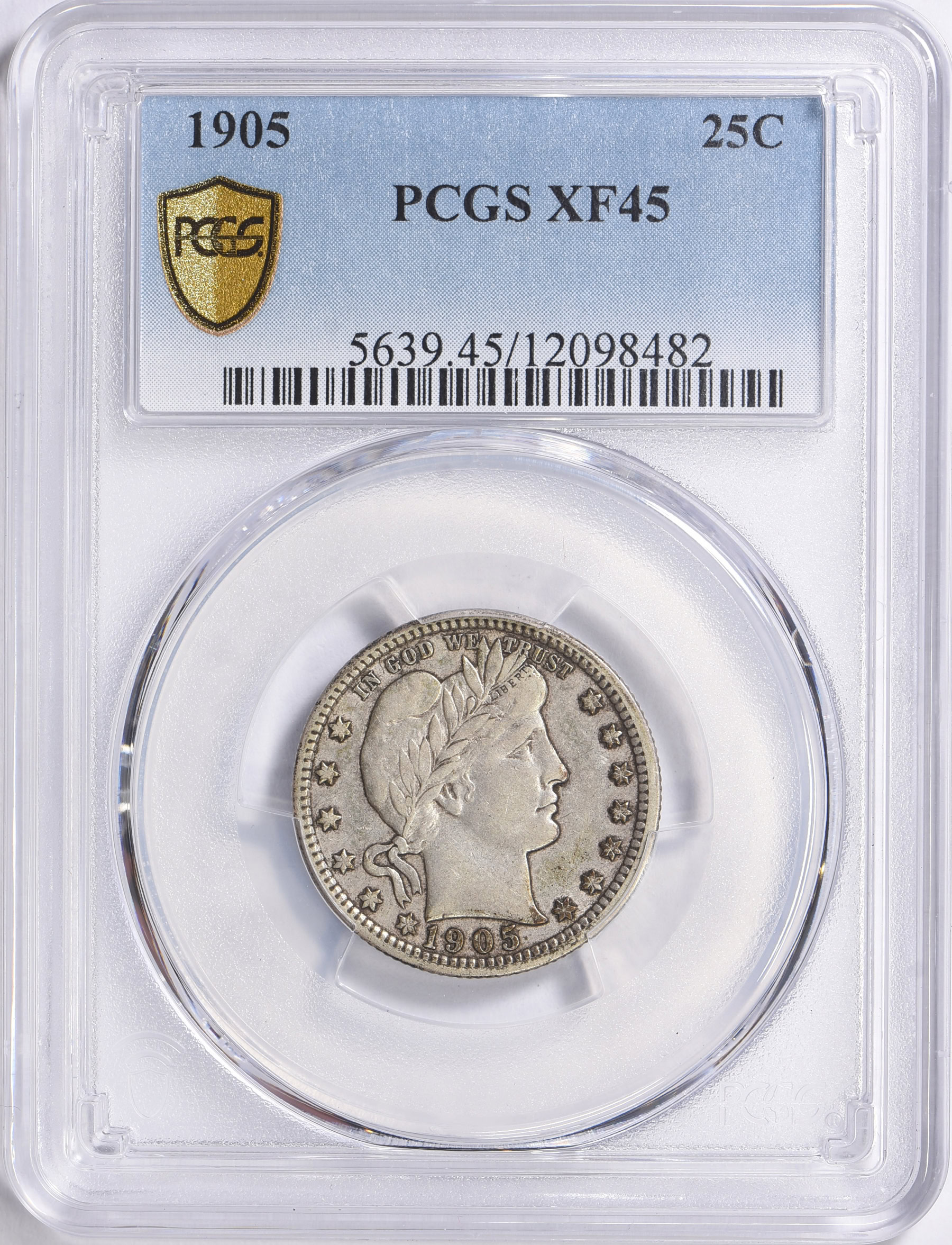 1905 Barber Quarter PCGS XF-45 (Item 1659989) | GreatCollections Coin Auctions